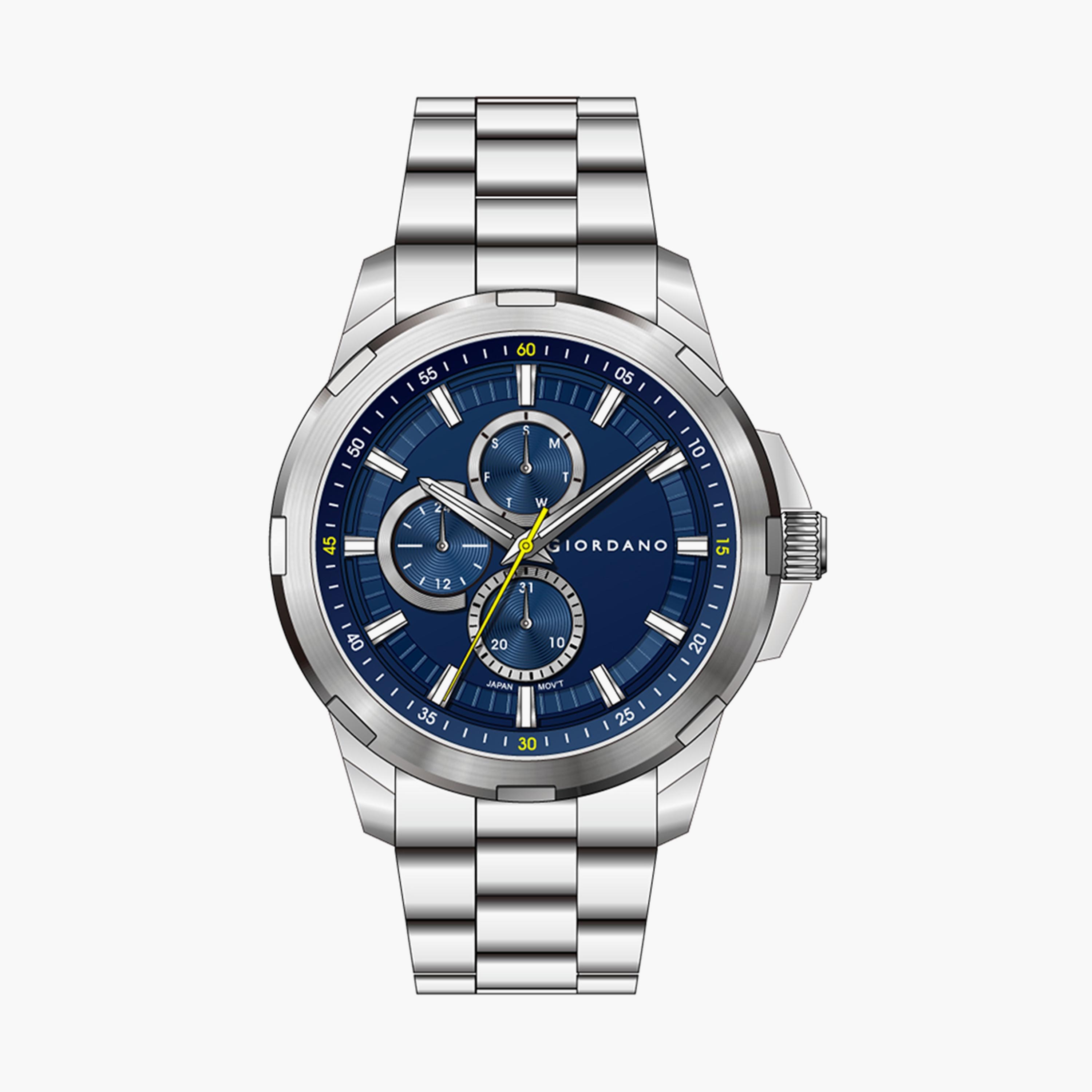 Shop Giordano Men's Silver Analog Stainless Steel Strap Watch | GD-1179 ...