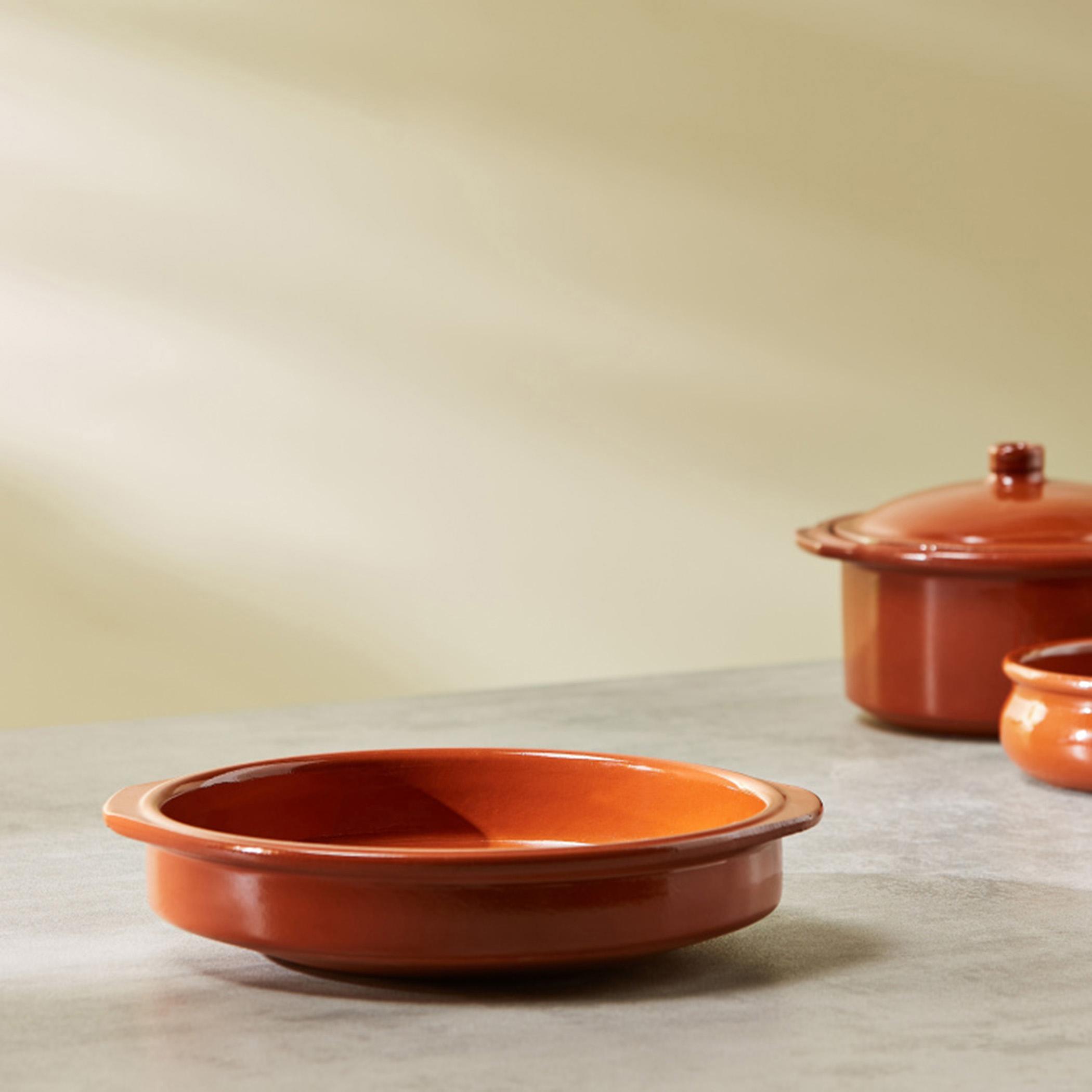 Shop Arte Regal Clay Deep Plate with Handle - 28 cm | Home Centre UAE