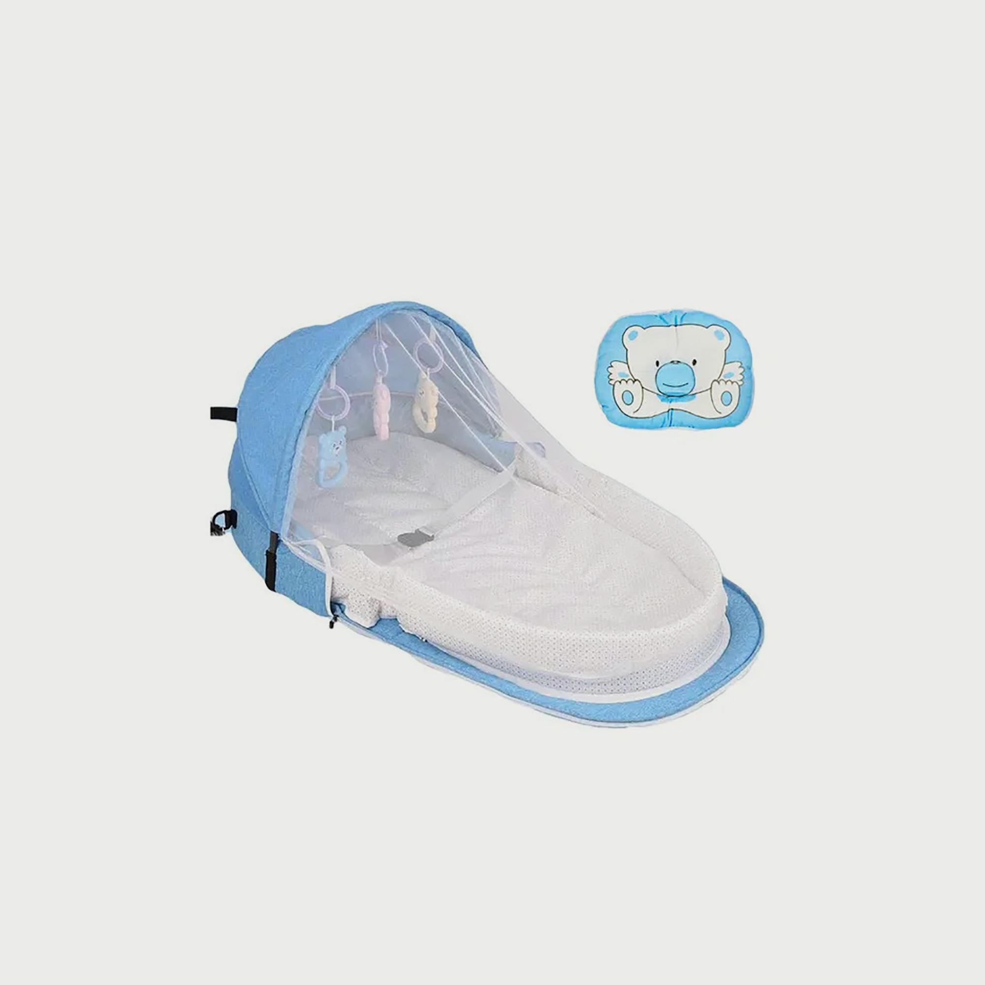 Buy Star Babies Portable Baby Bed with Mosquito Net and Pillow Blue Online Babyshop UAE