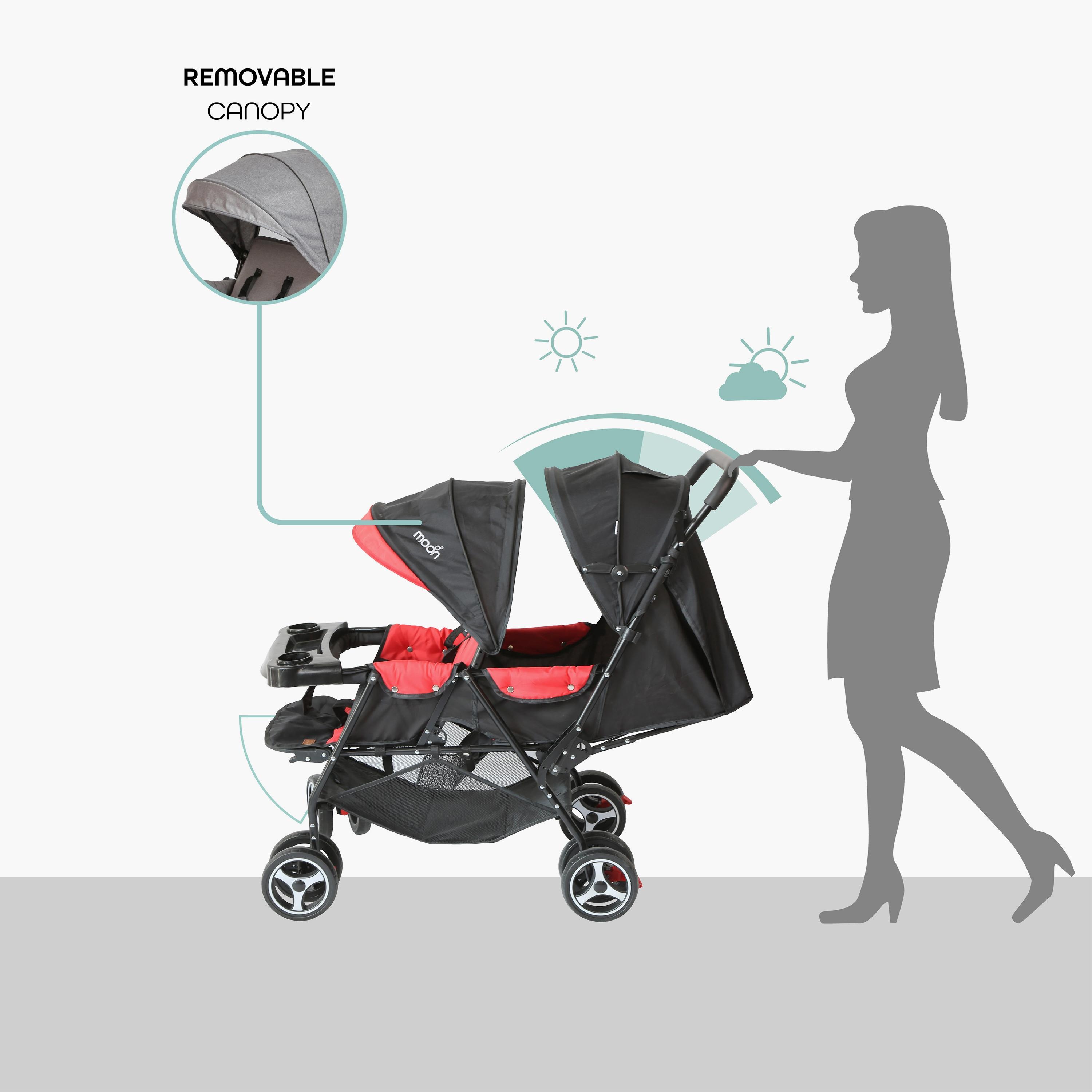 Buy Moon Magnum Tandem Easy Fold Twin Travel Stroller with NUTRA Diaper ...