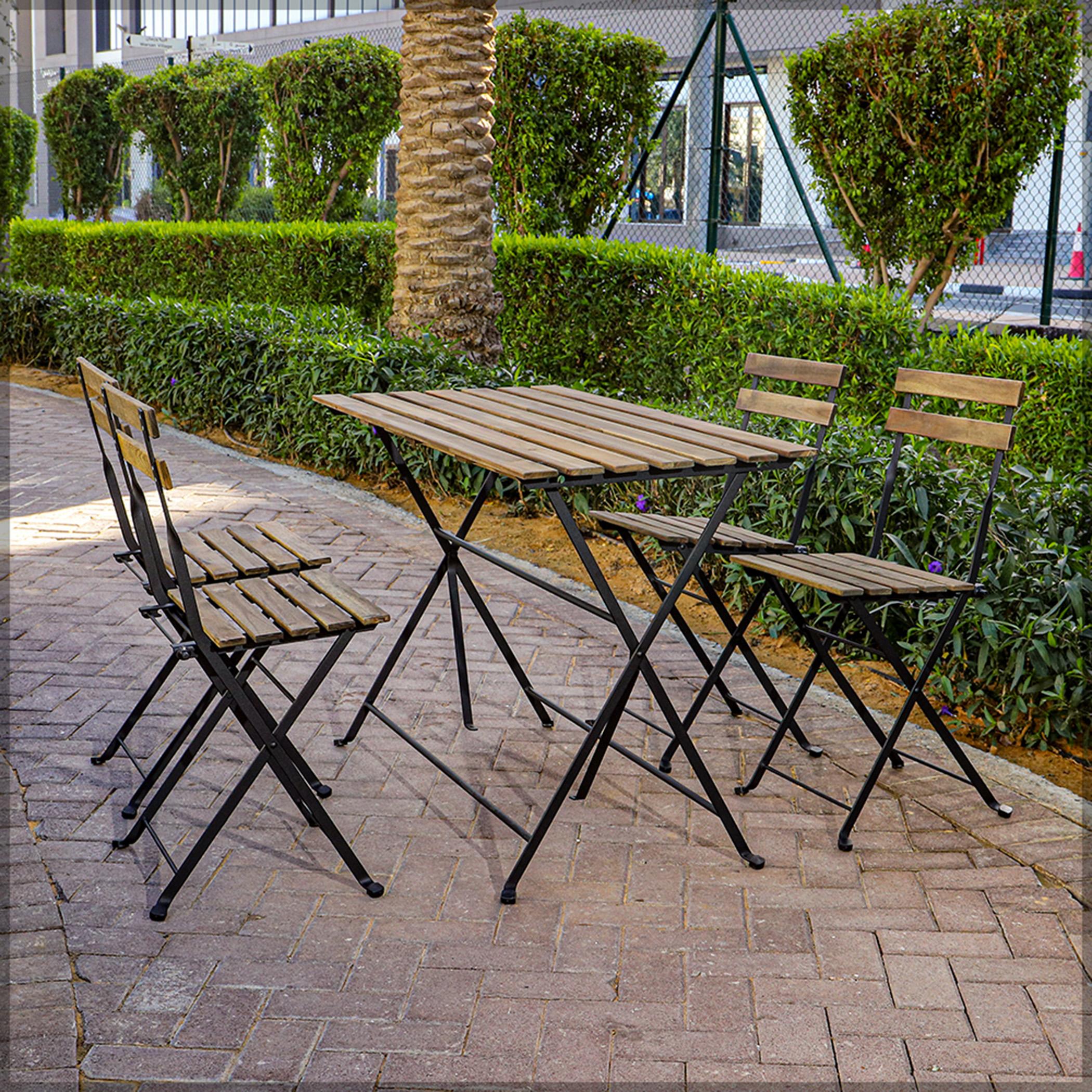 Shop Wooden 4 Seater Outdoor Foldable Bistro Set Home Centre UAE