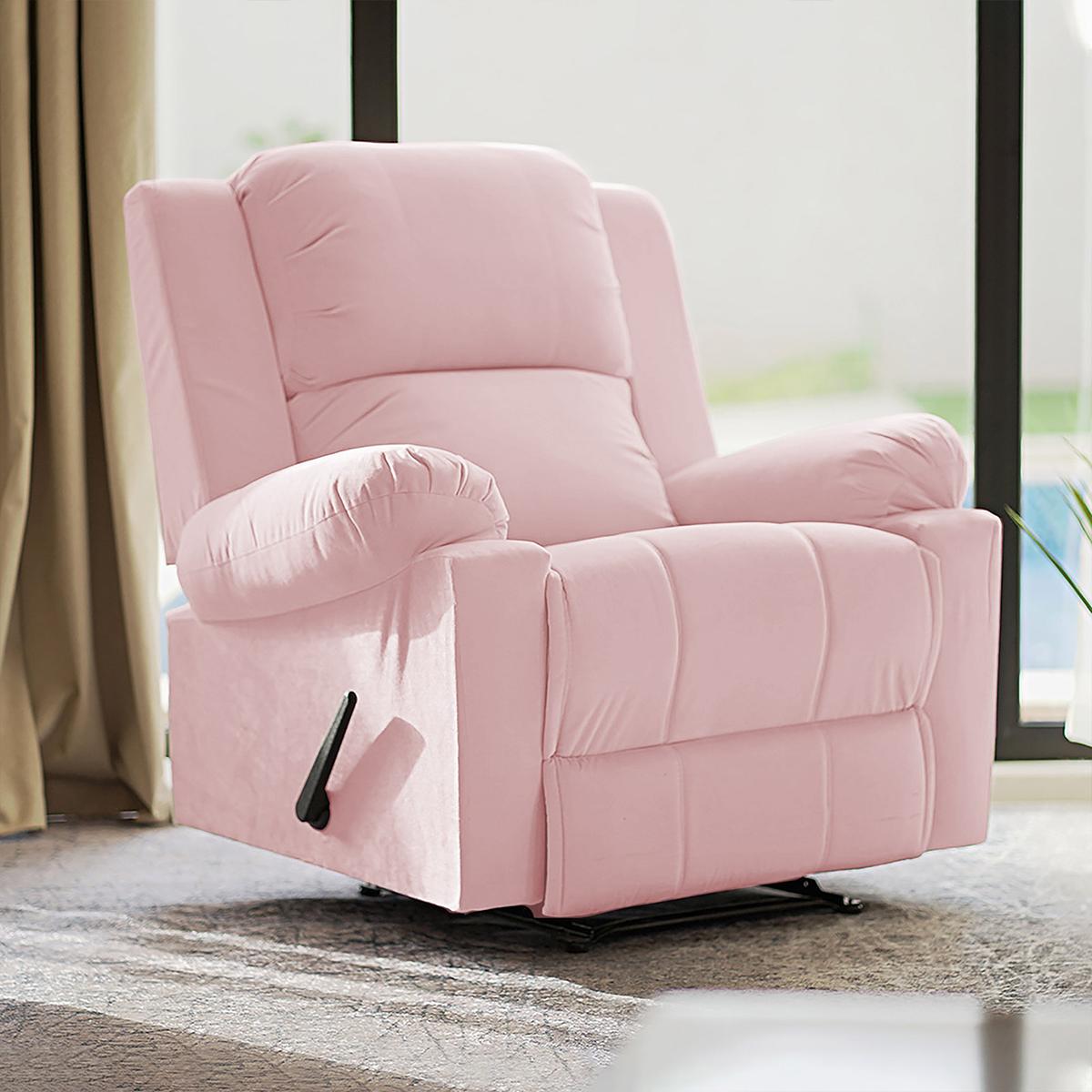 Shop In House Rocking and Rotating Velvet Recliner with Padded Armrest Home Centre KSA