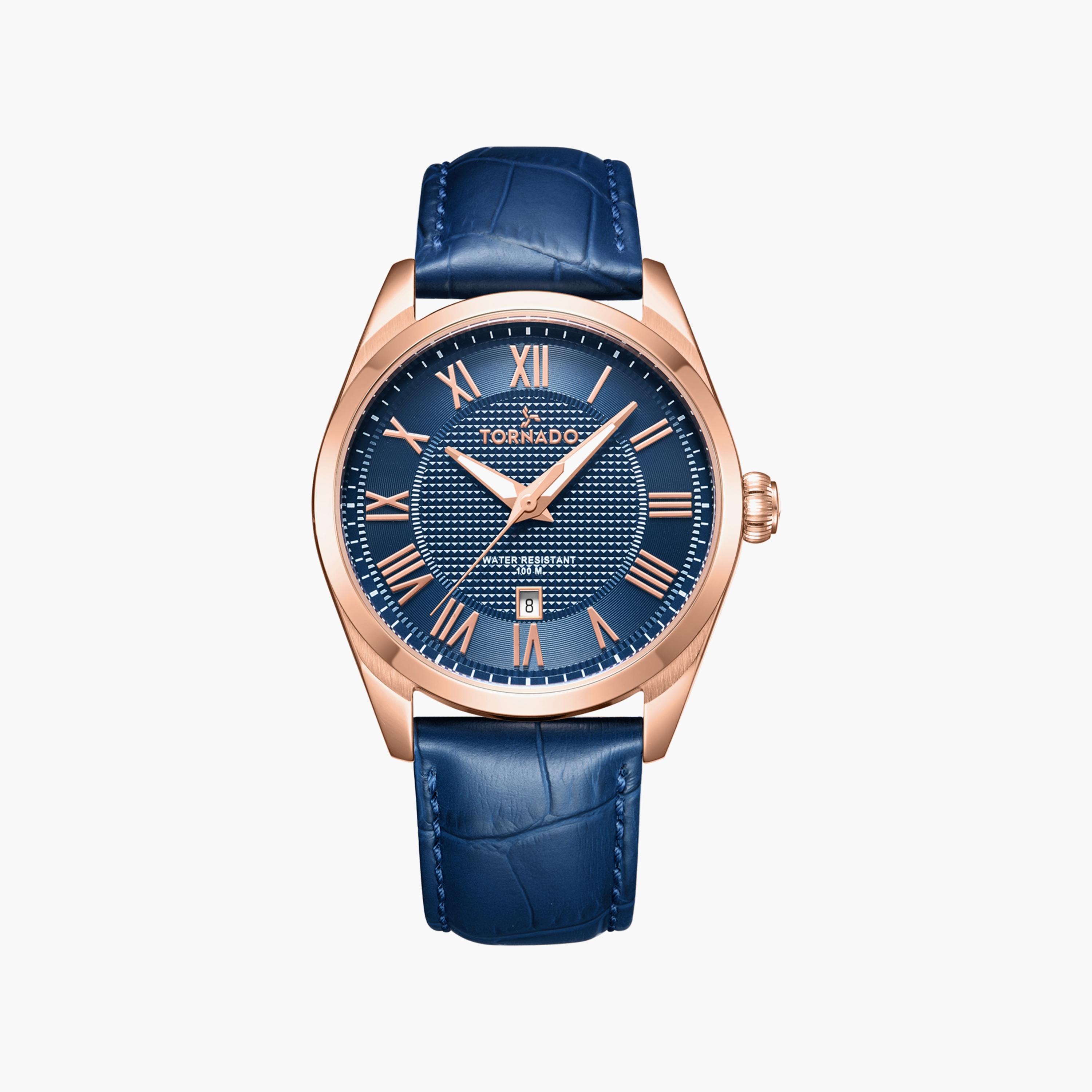 Shop Tornado Men's Blue Analog Leather Strap Watch | T8007-RLNN Online ...