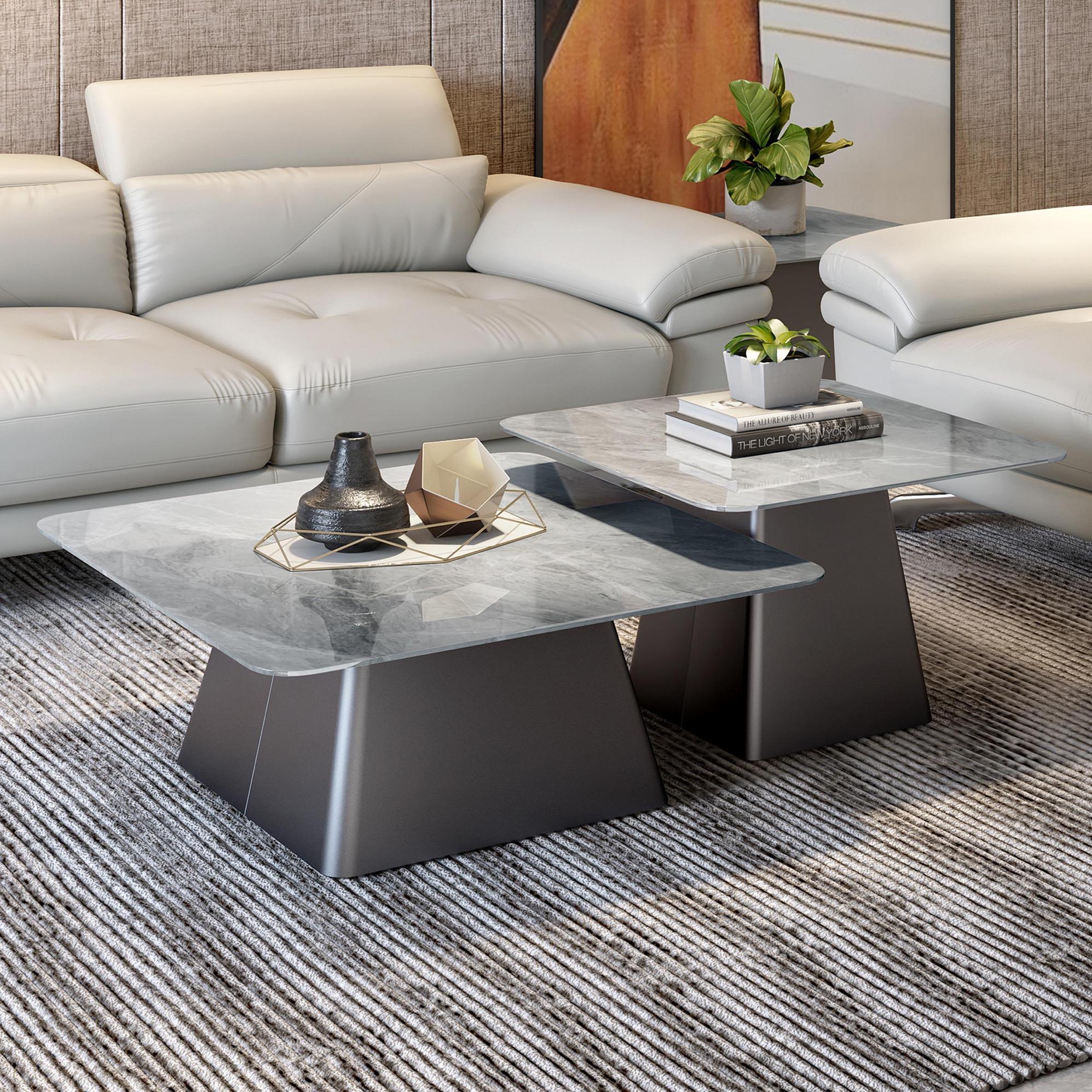 Shop Woody Carmeel 2-Piece Marble Top Coffee Table Set | Home Centre KSA