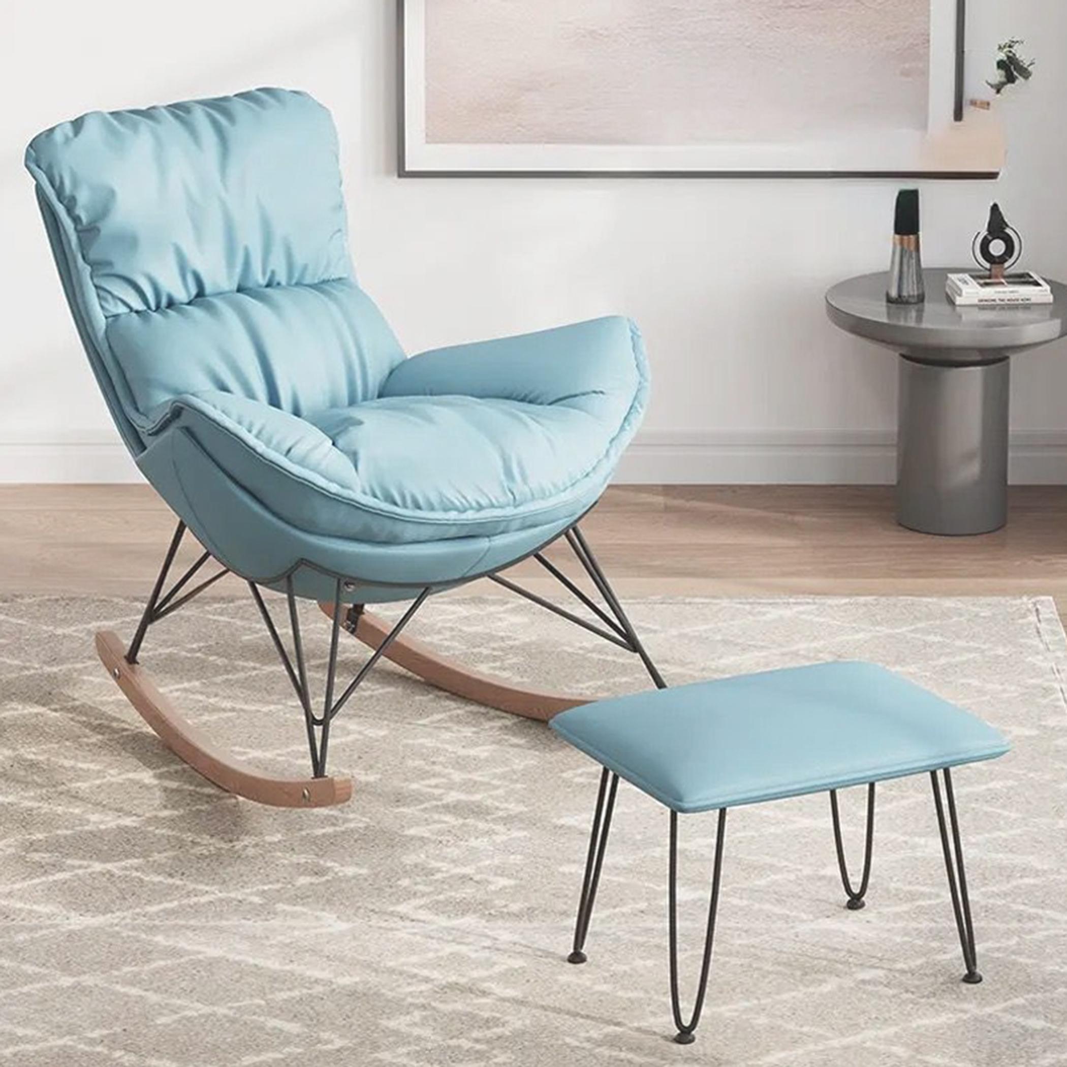 Shop Alsaada Home Leather Rocking Recliner Chair with Footrest | Home ...