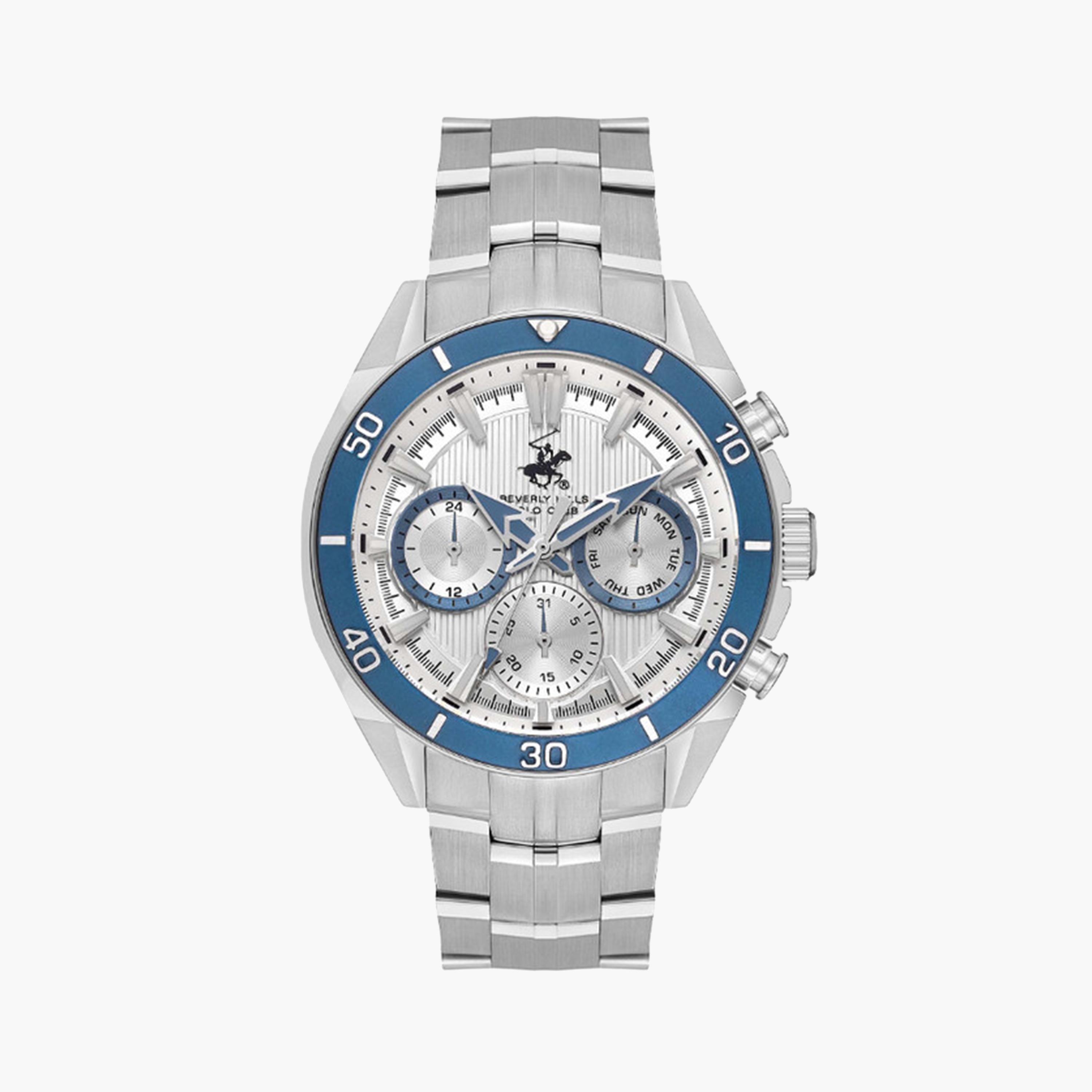 Shop Beverly Hills Polo Club Men's 45 MM Silver Chronograph Metal Strap ...