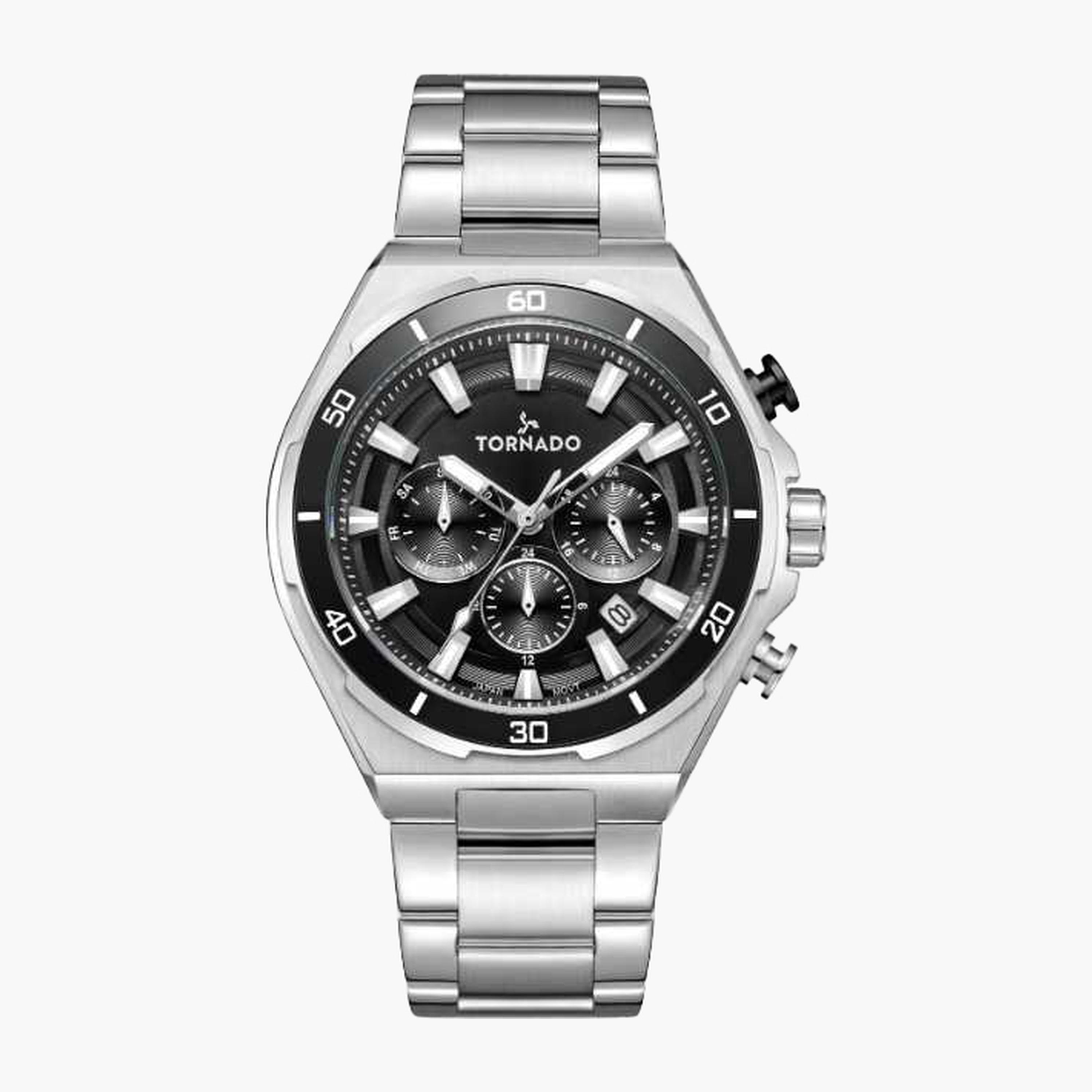 Shop Tornado Men's 45MM Silver Chronograph Stainless Steel Strap Watch ...