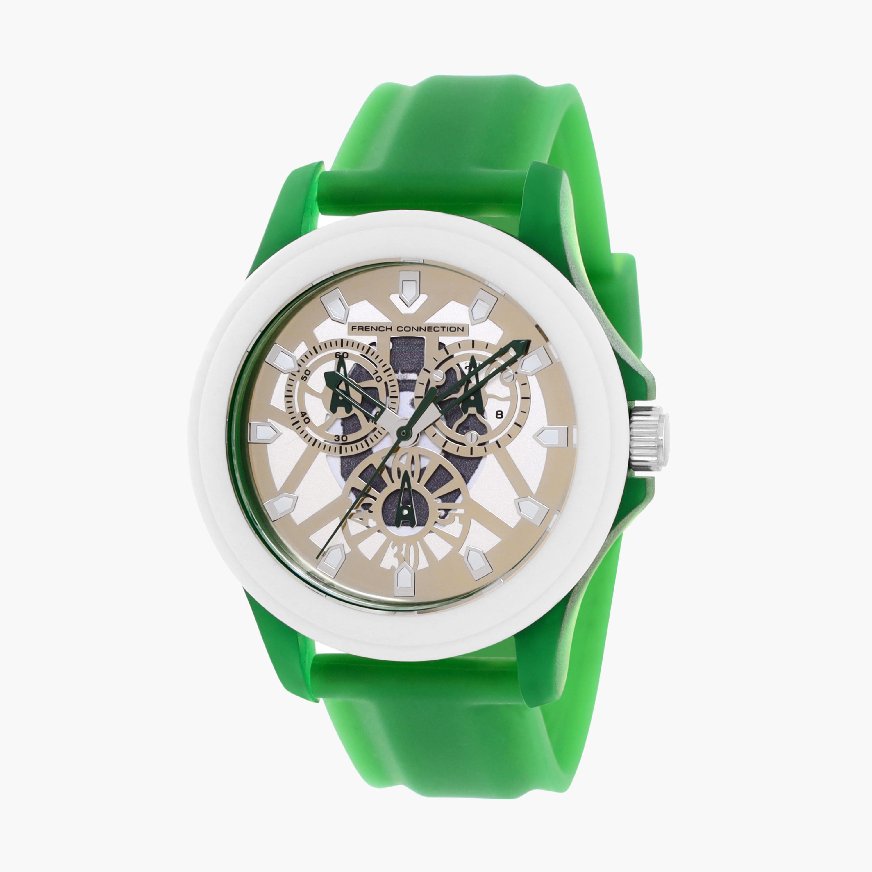Shop French Connection Men's 41MM Green Analog Silicone Strap Watch ...