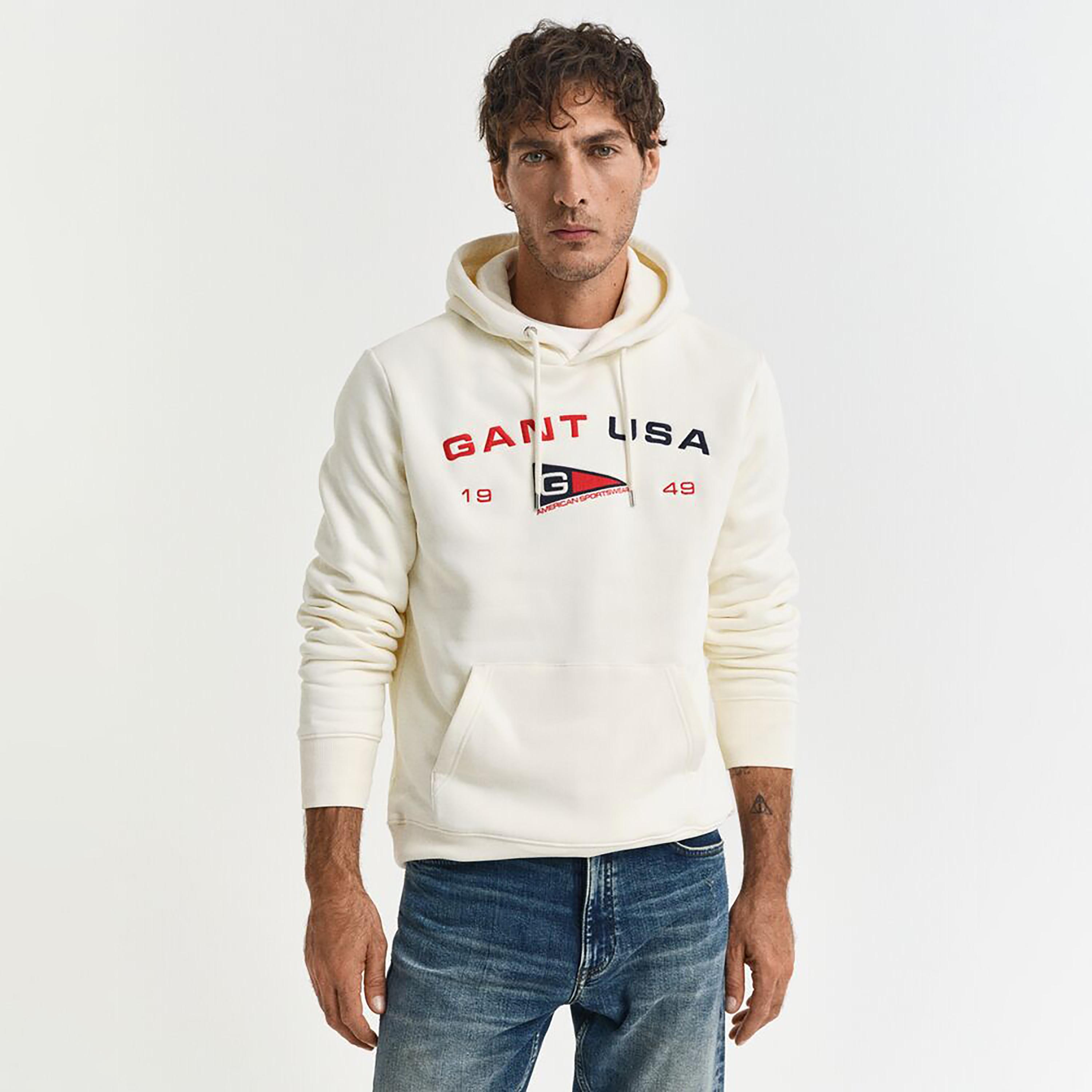 Shop Gant Graphic Print Hooded Neck Long Sleeves Men's Sweatshirt ...