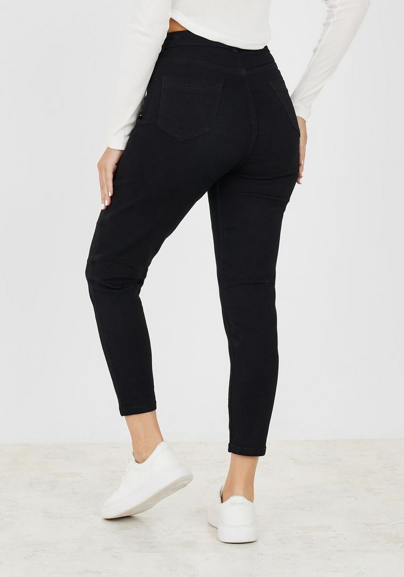 Shop Styli Solid High Rise Mom Jeans Online Centrepoint Kuwait