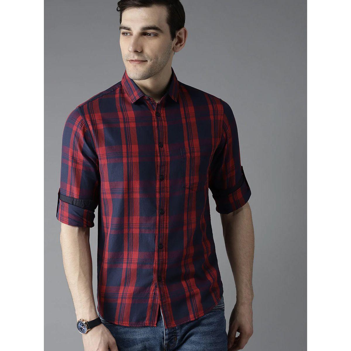 Shop Dennis Lingo X Styli Plaid Checked Slim Fit Shirt with Roll Up ...
