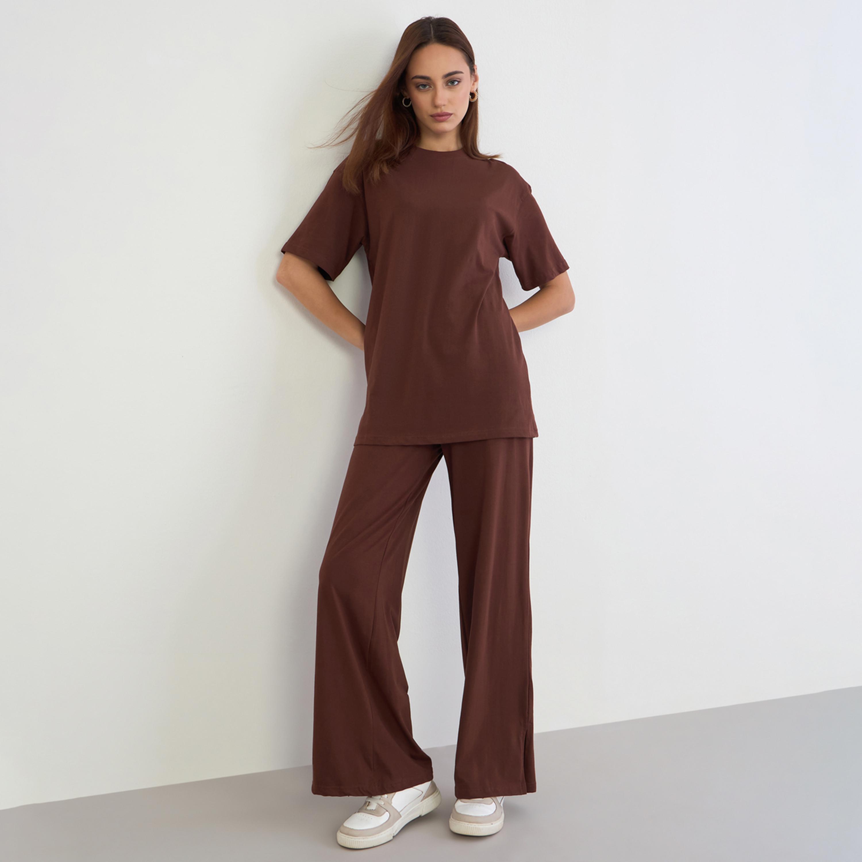 Buy Styli Oversized T-Shirt and Wide Leg Joggers Co-Ords Online ...