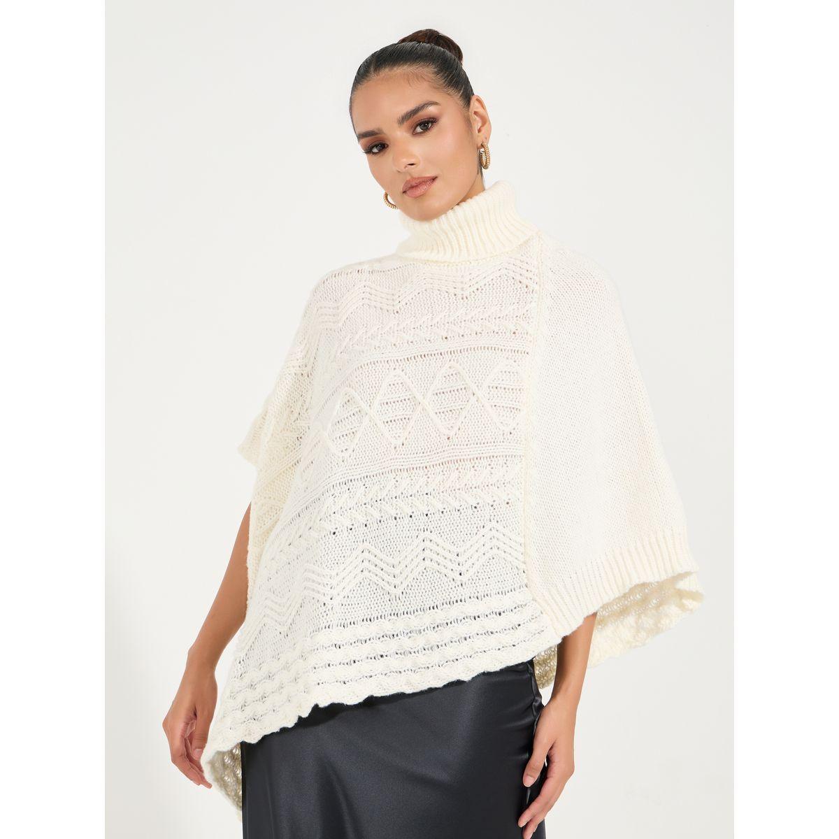 Buy Styli Limited Textured Knit Turtle Neck Sweater with Asymmetric Hem ...