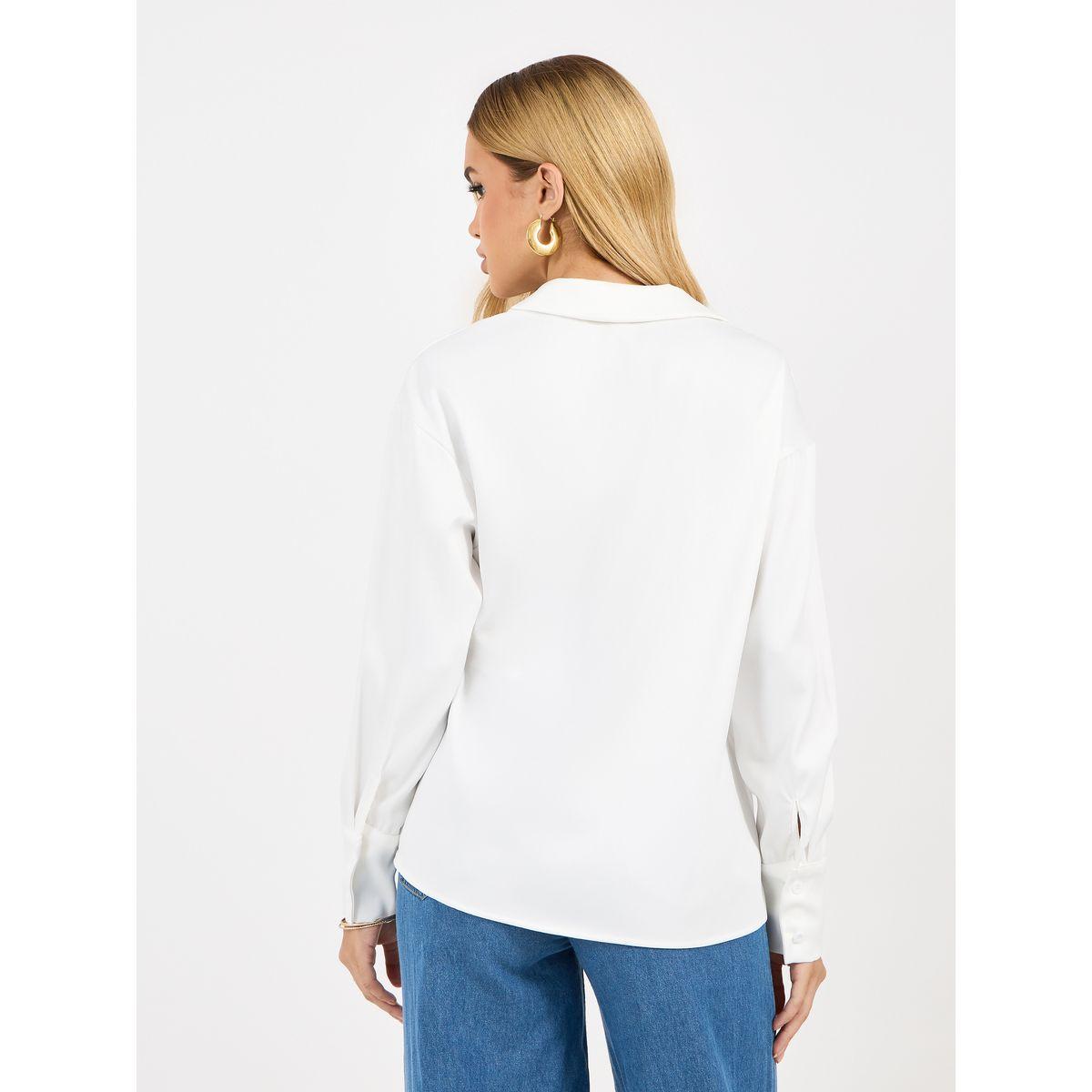 Buy Styli Notch Lapel Collar Top with Long Sleeves Online | Centrepoint ...