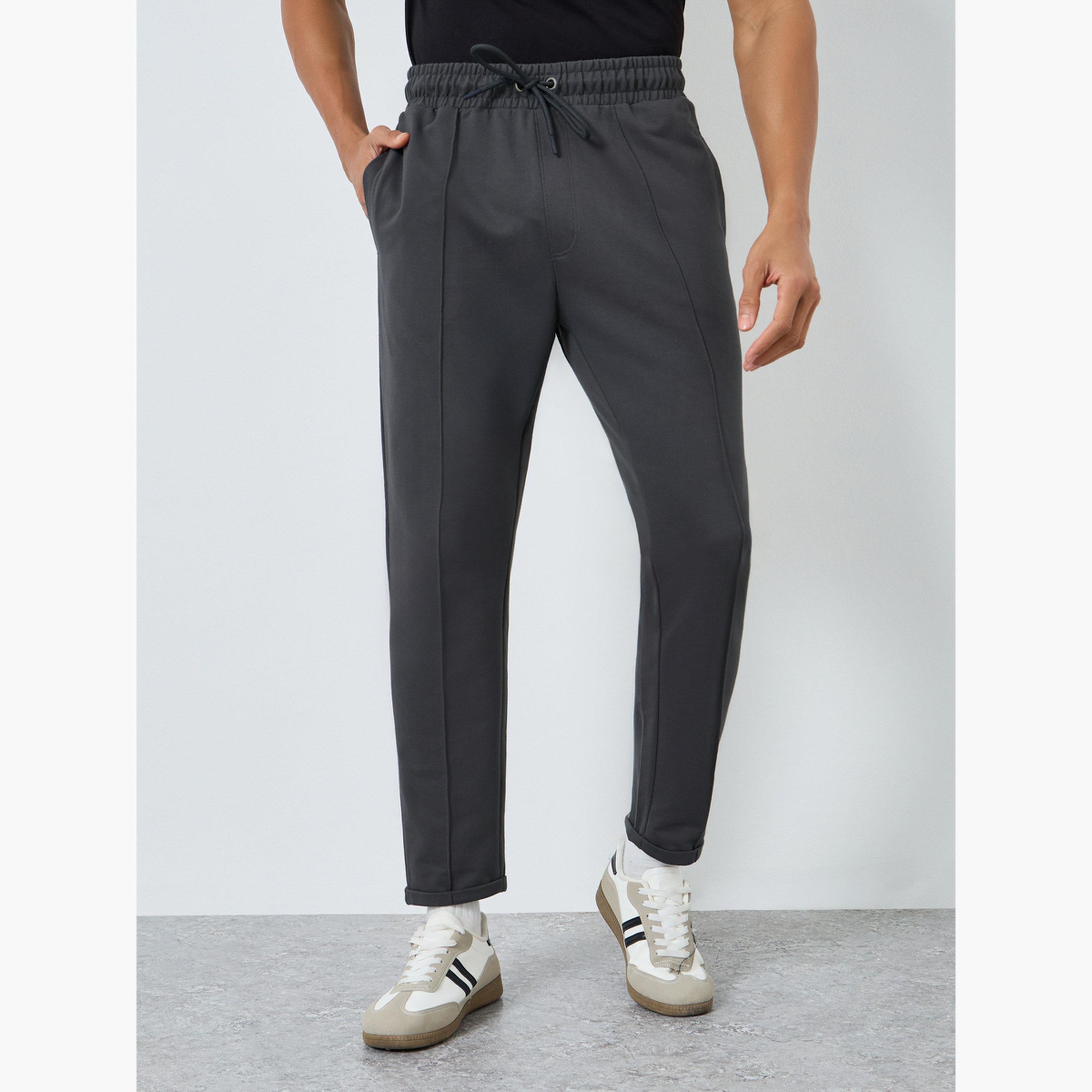 Shop Styli Men Charcoal Slim Fit Joggers Online | Centrepoint Kuwait