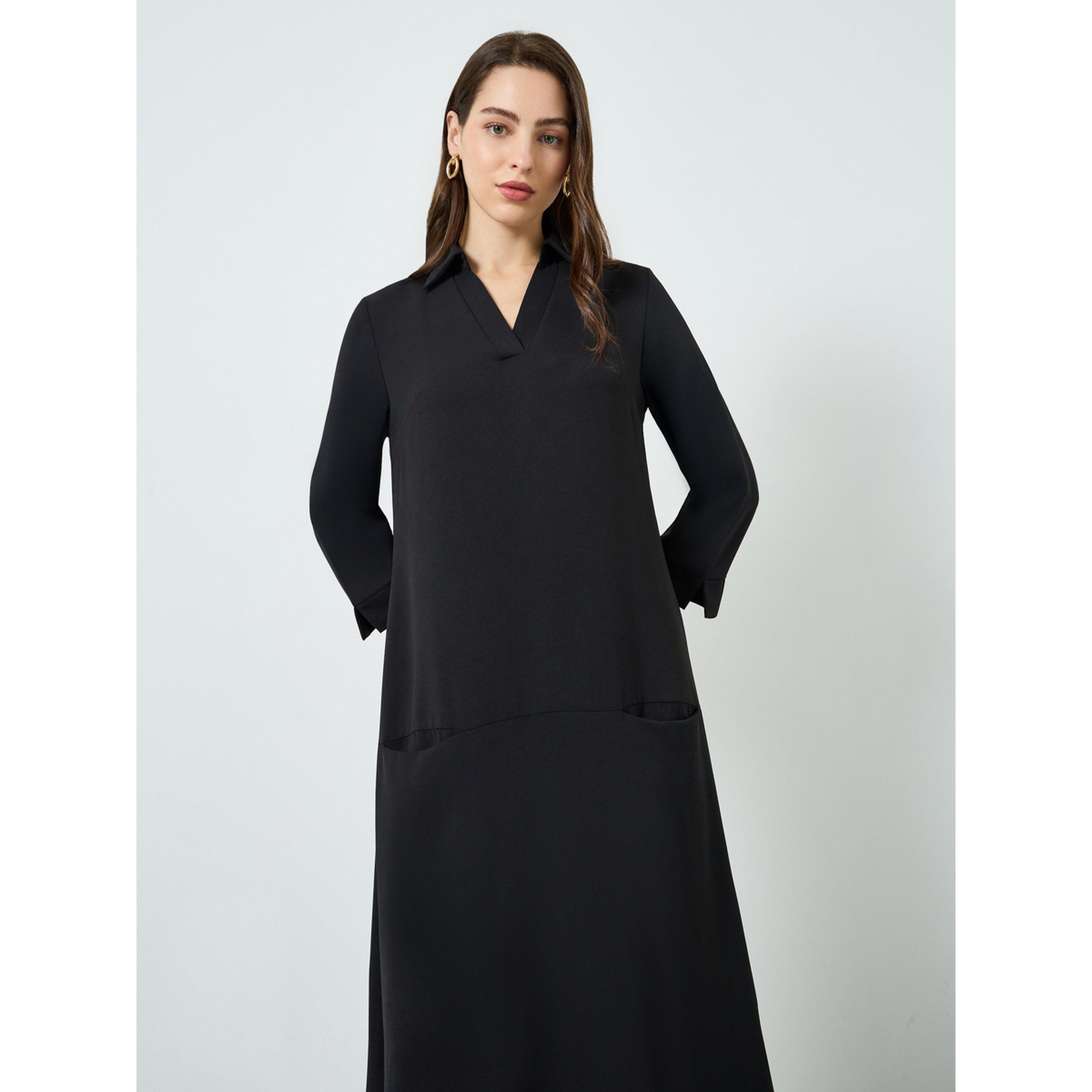 Buy Take Two Women Black A-Line Maxi Dress with 3/4 Sleeves Online ...
