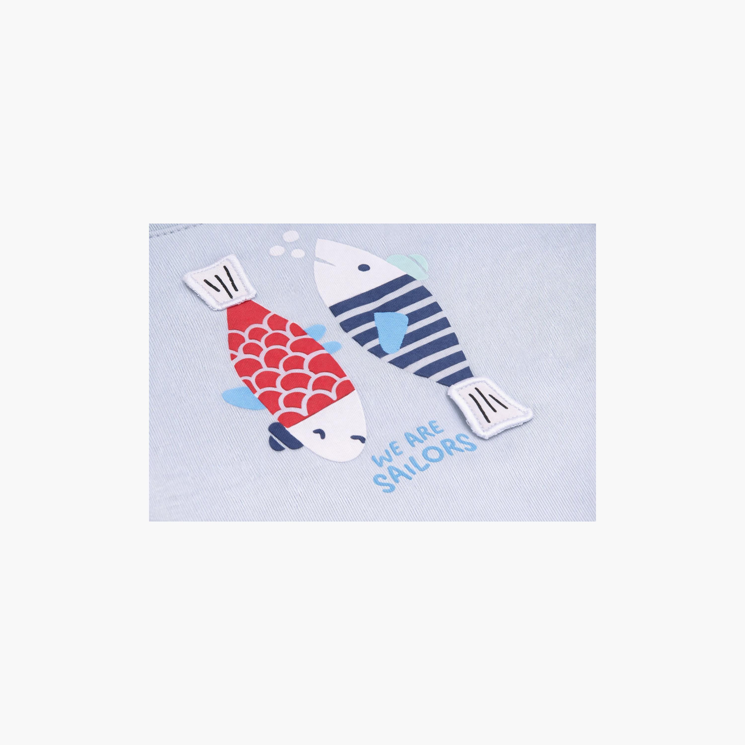 Buy Victor and Jane Fish Printed T-Shirt & Drawstring Shorts Set Online ...