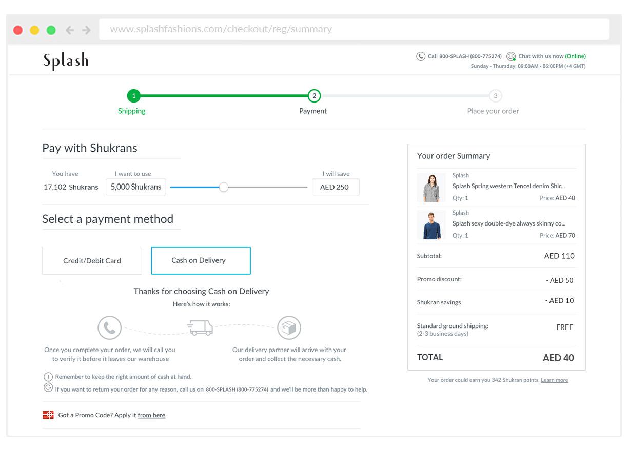 Online Shopping at Splash