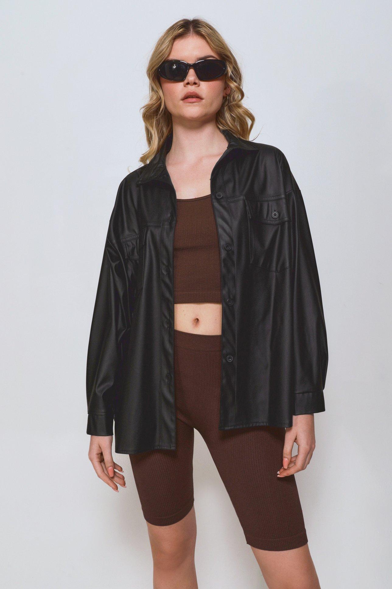 Pleather Shacket