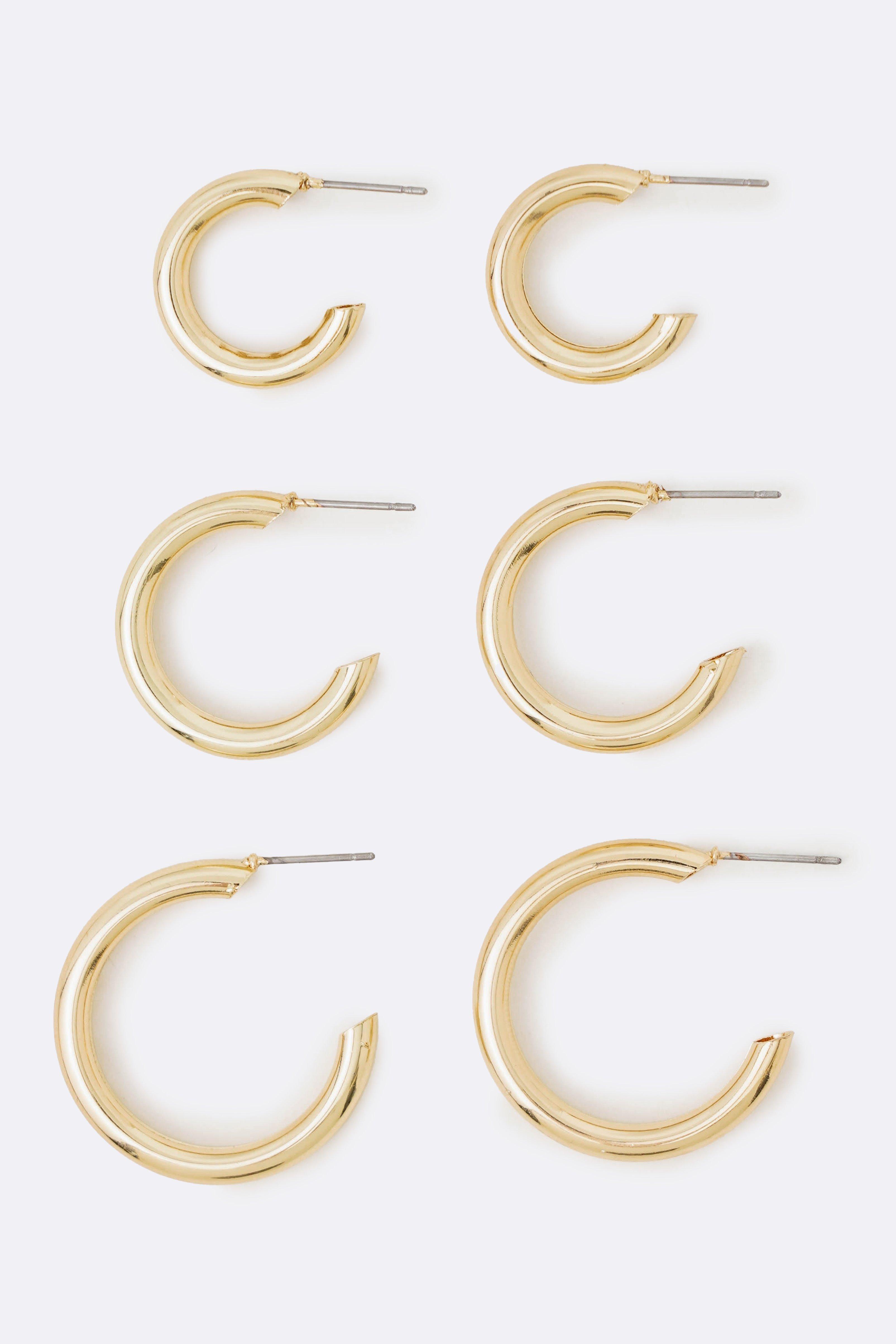 3 Pack Hoop Earring Set