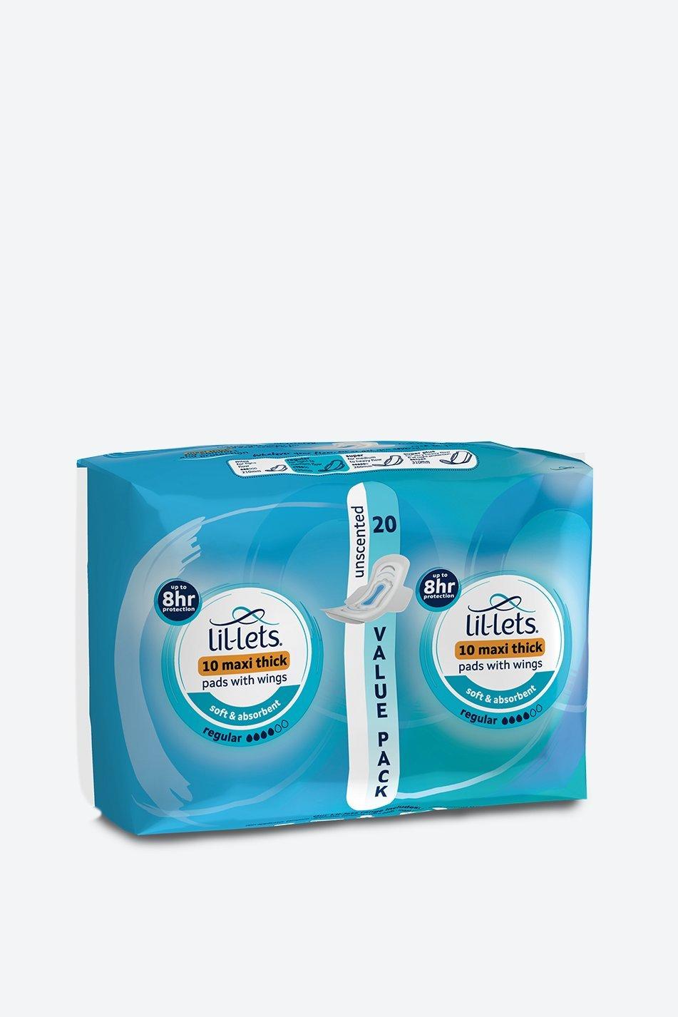Lil-Lets Maxi Thick Regular Unscented Pads 20s