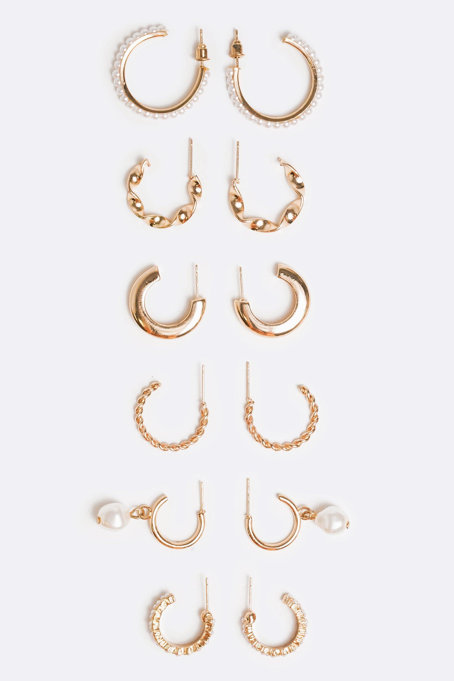 6 Pack Hoop Earrings Set