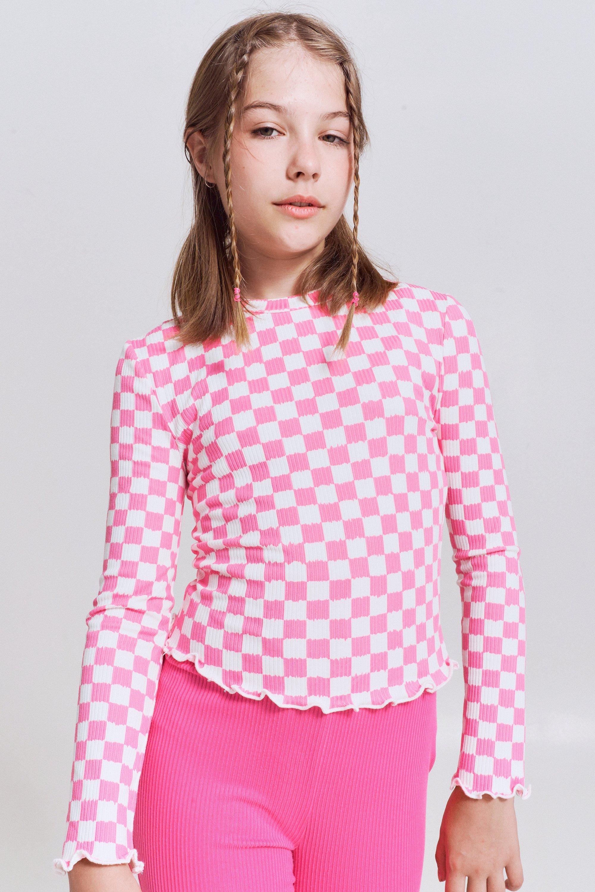 Long Sleeve Check Top
