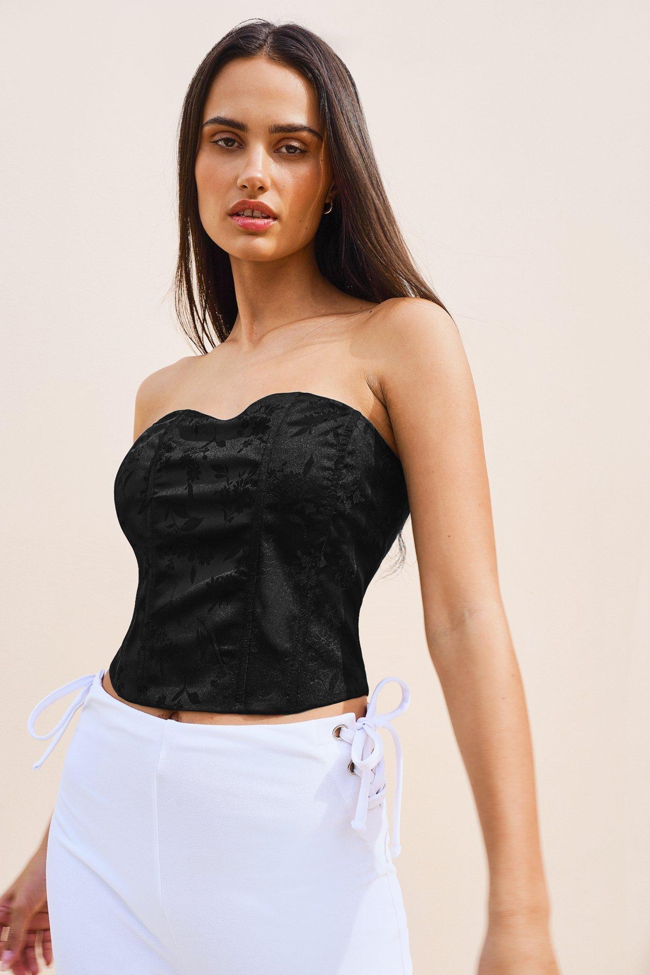 Strapless Satin Corset Top