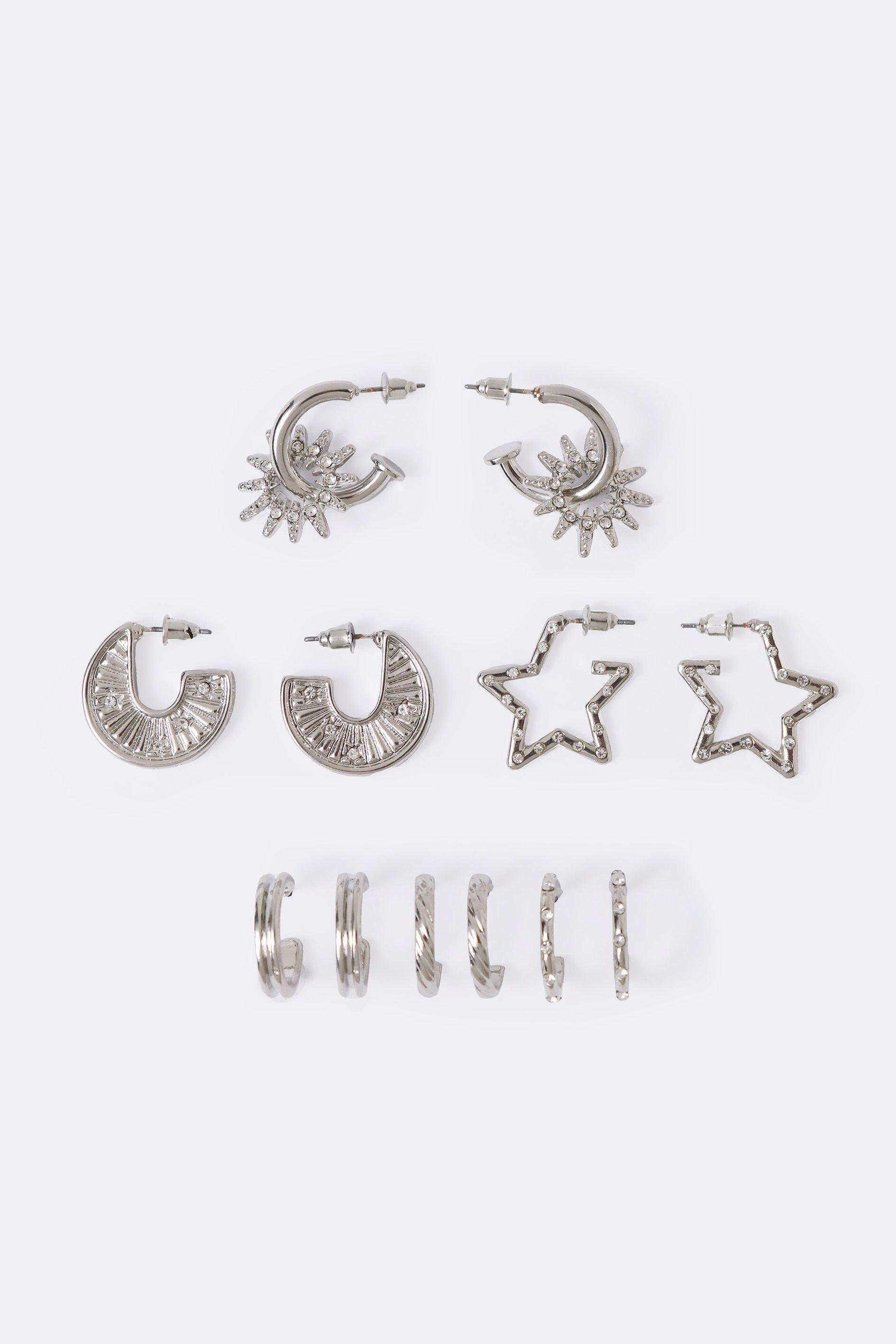 6 Pack Hoop Earrings