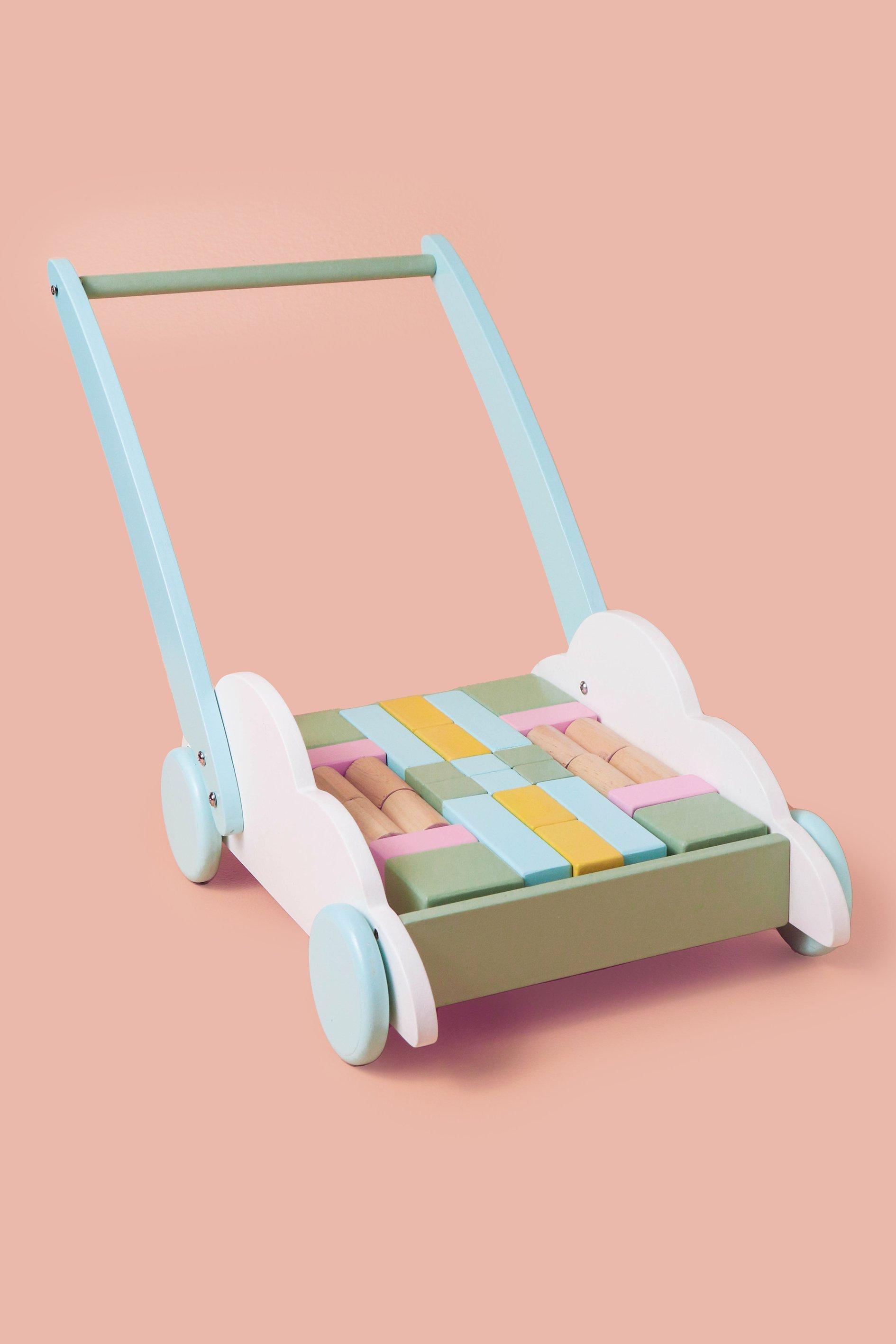 Wooden Blocks Push Cart