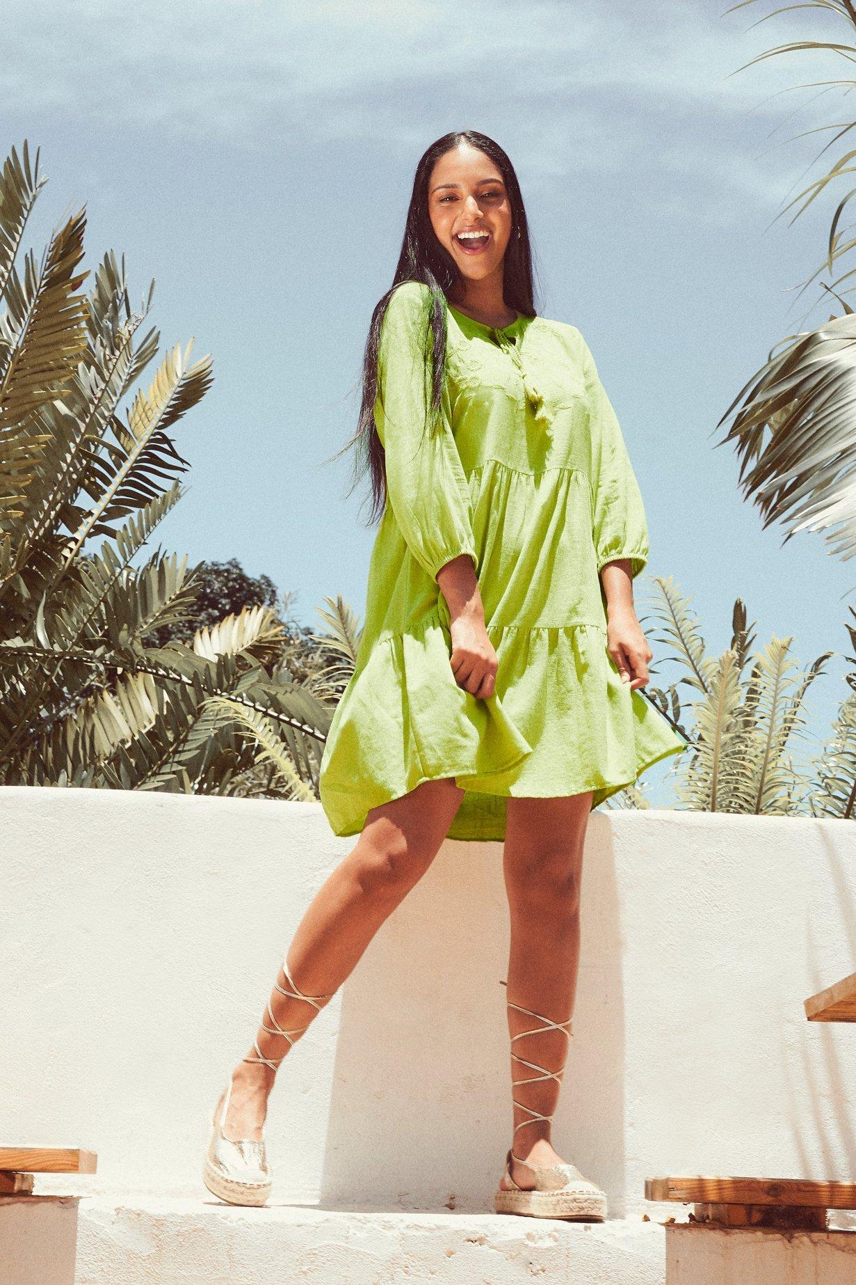 Embroidered Mini Dress