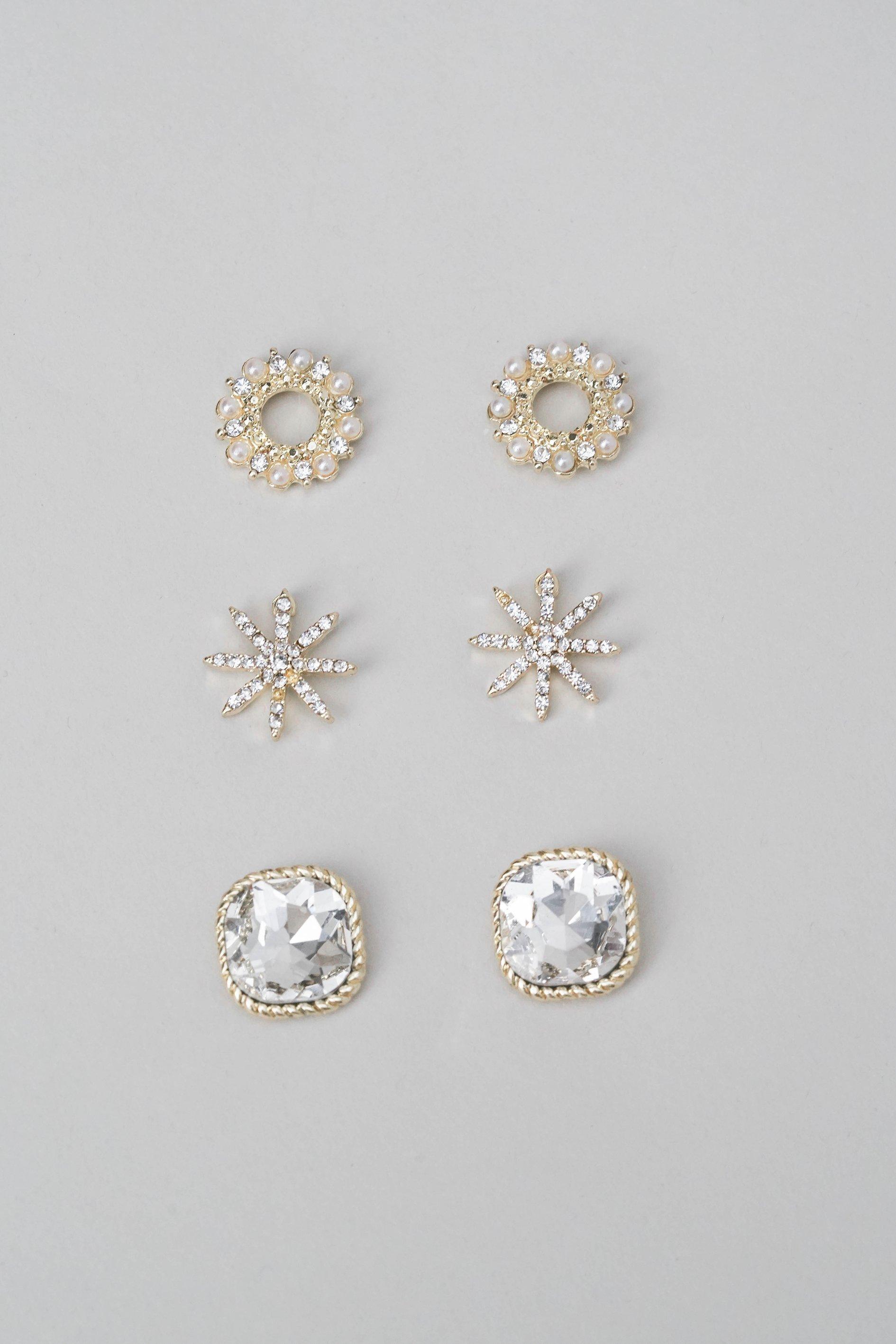 3 Pack Stud Earrings