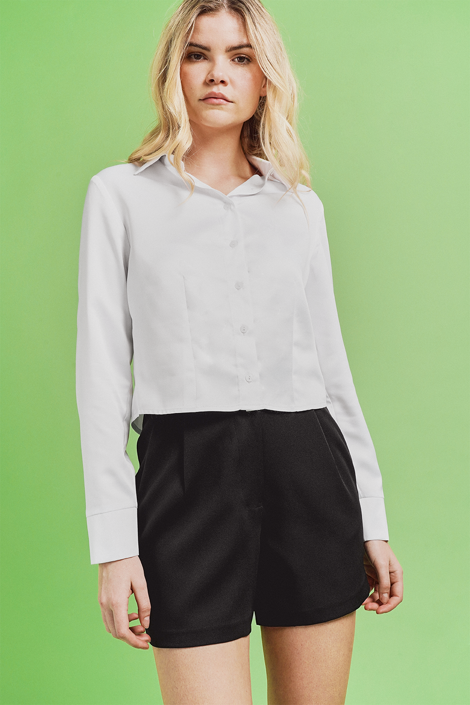 Cropped Satin Shirt