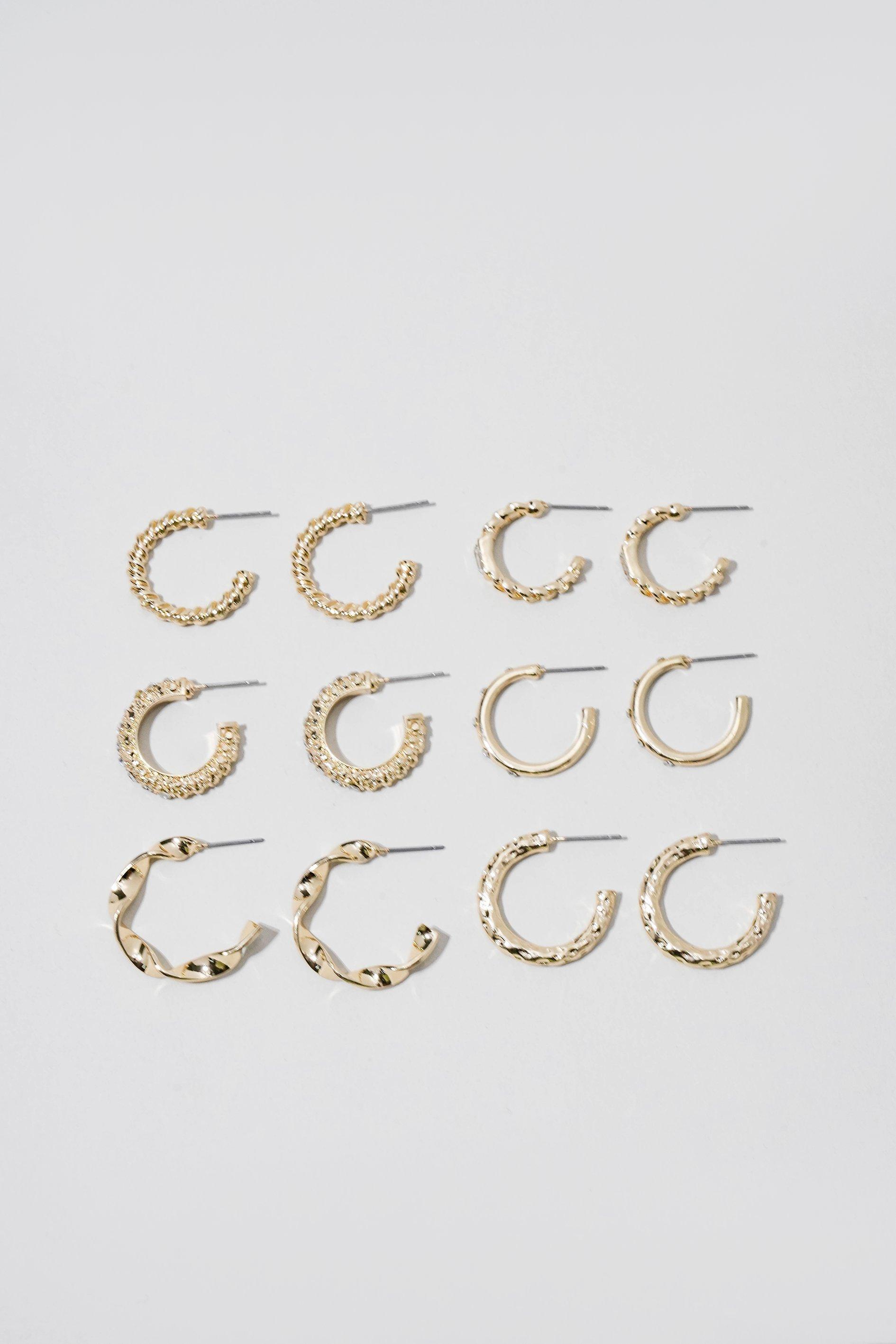 6 Pack Hoop Earrings
