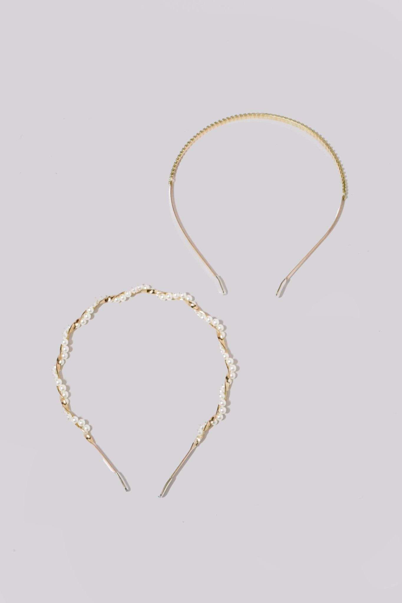 2 Pack Oyster-Beaded Alice Bands