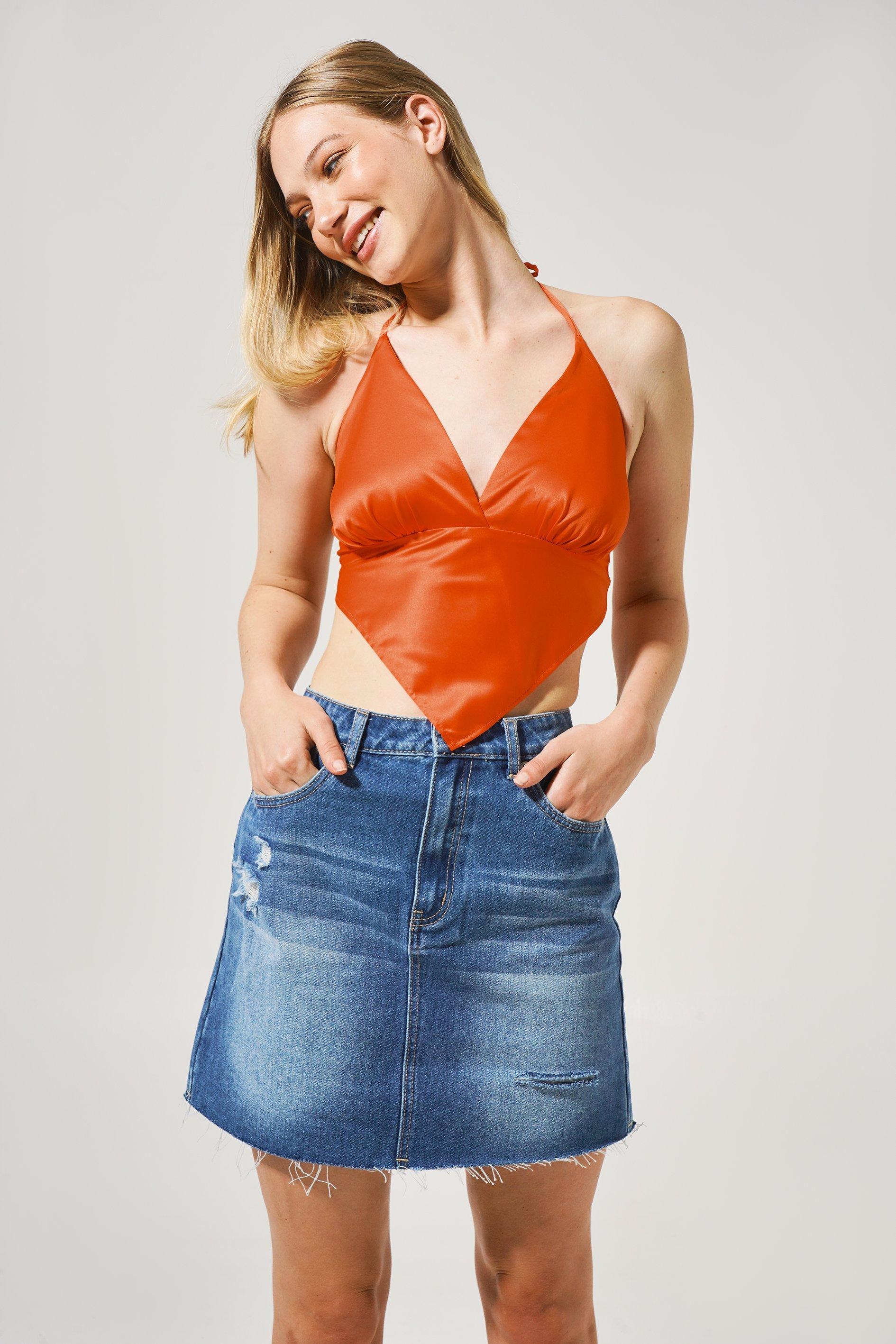 Satin Halter Neck Top