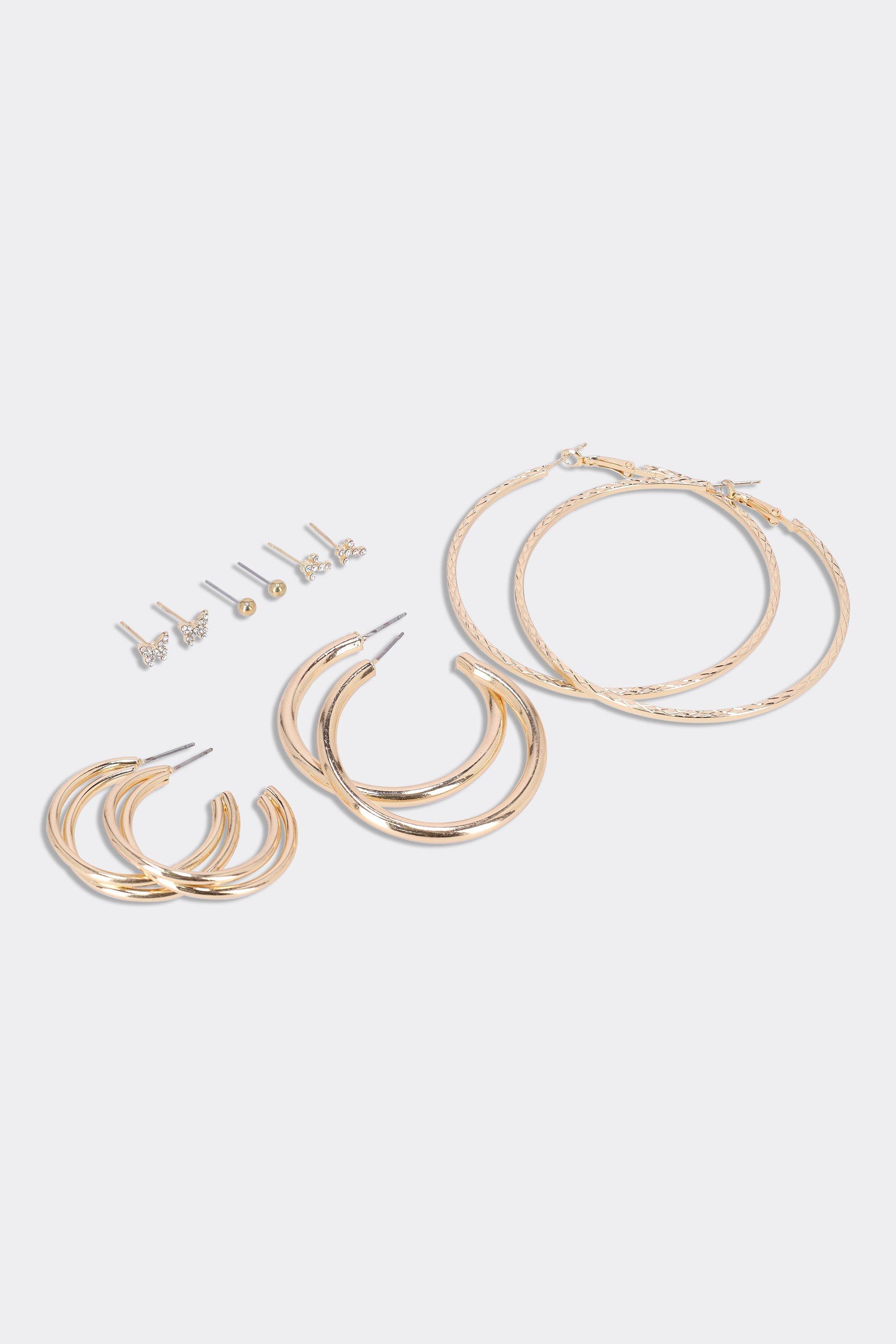 6 Pack Hoop And Stud Earrings