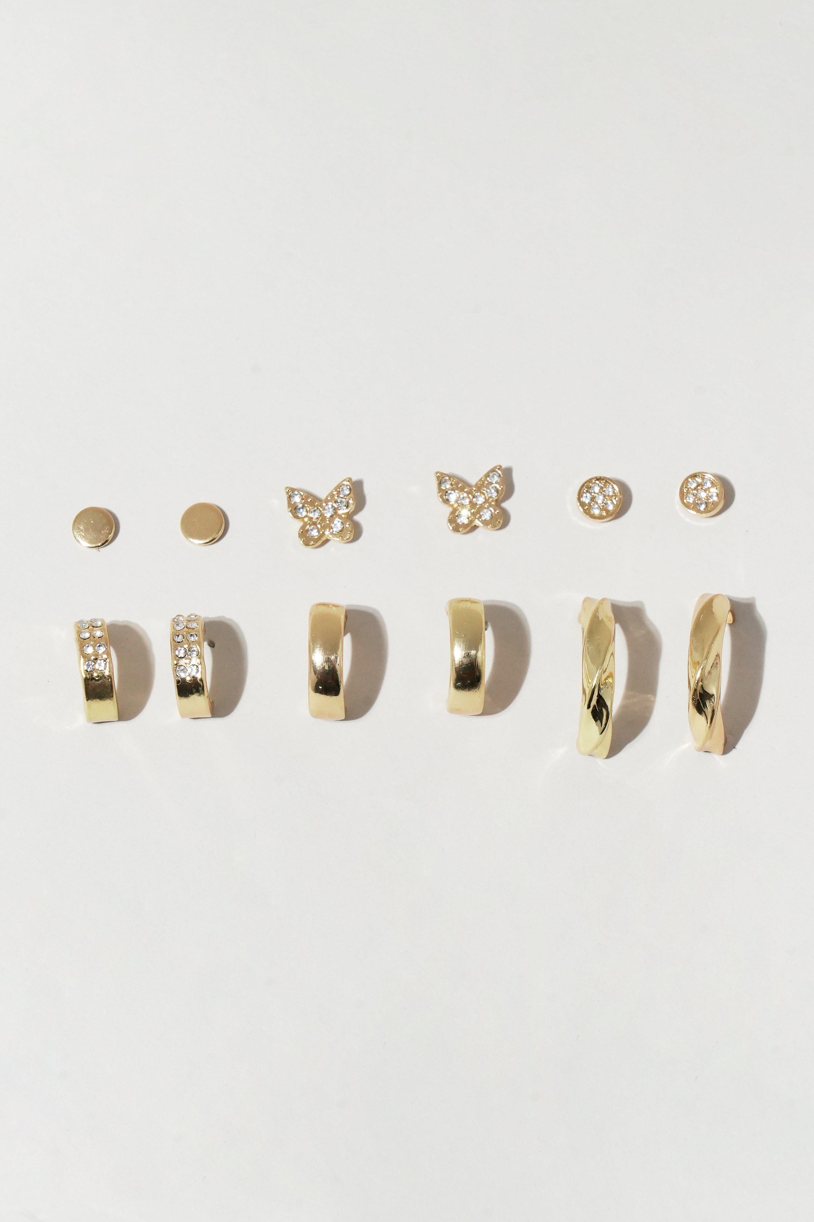 6 Pack Hoop And Stud Earrings