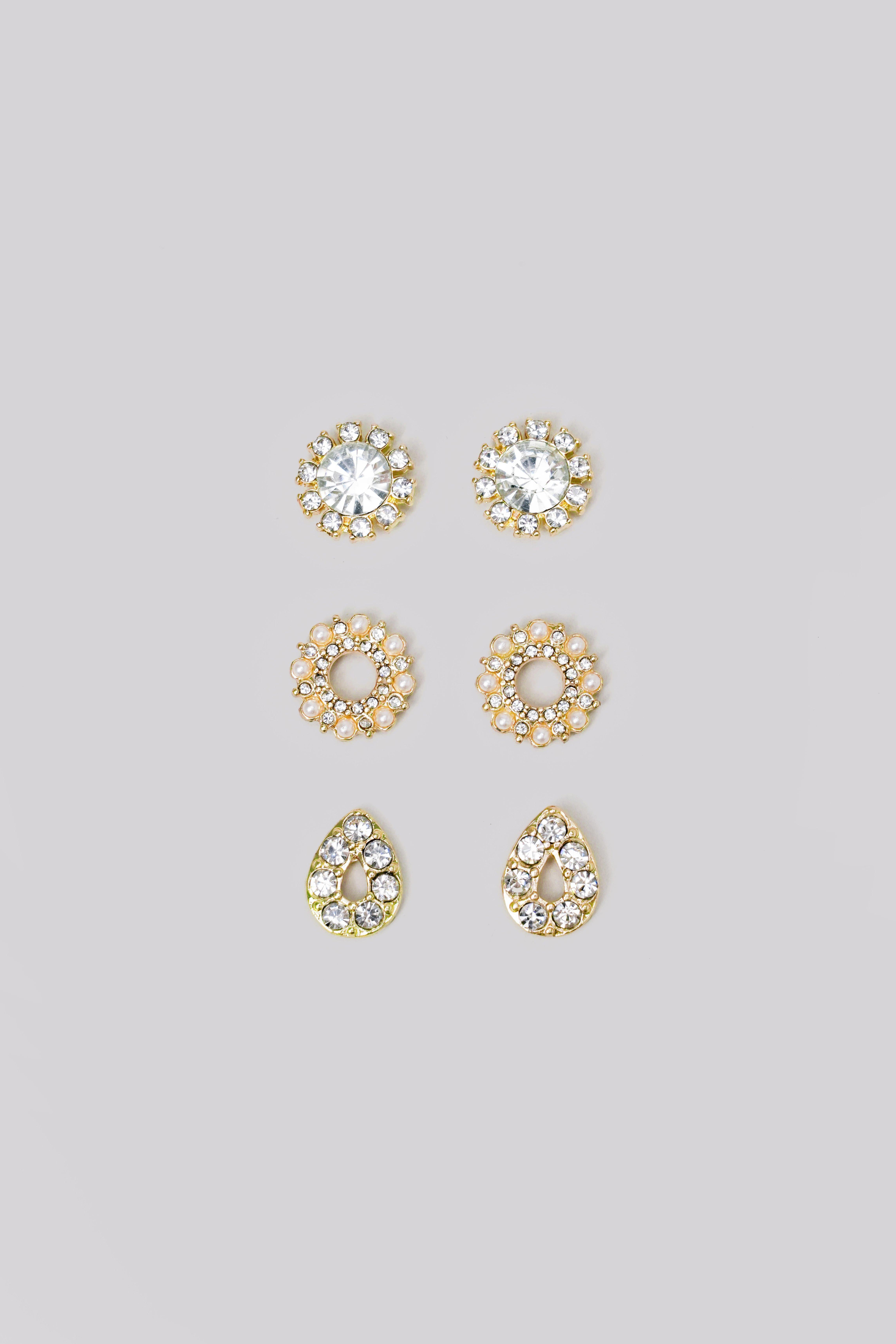 3 Pack Stud Earrings