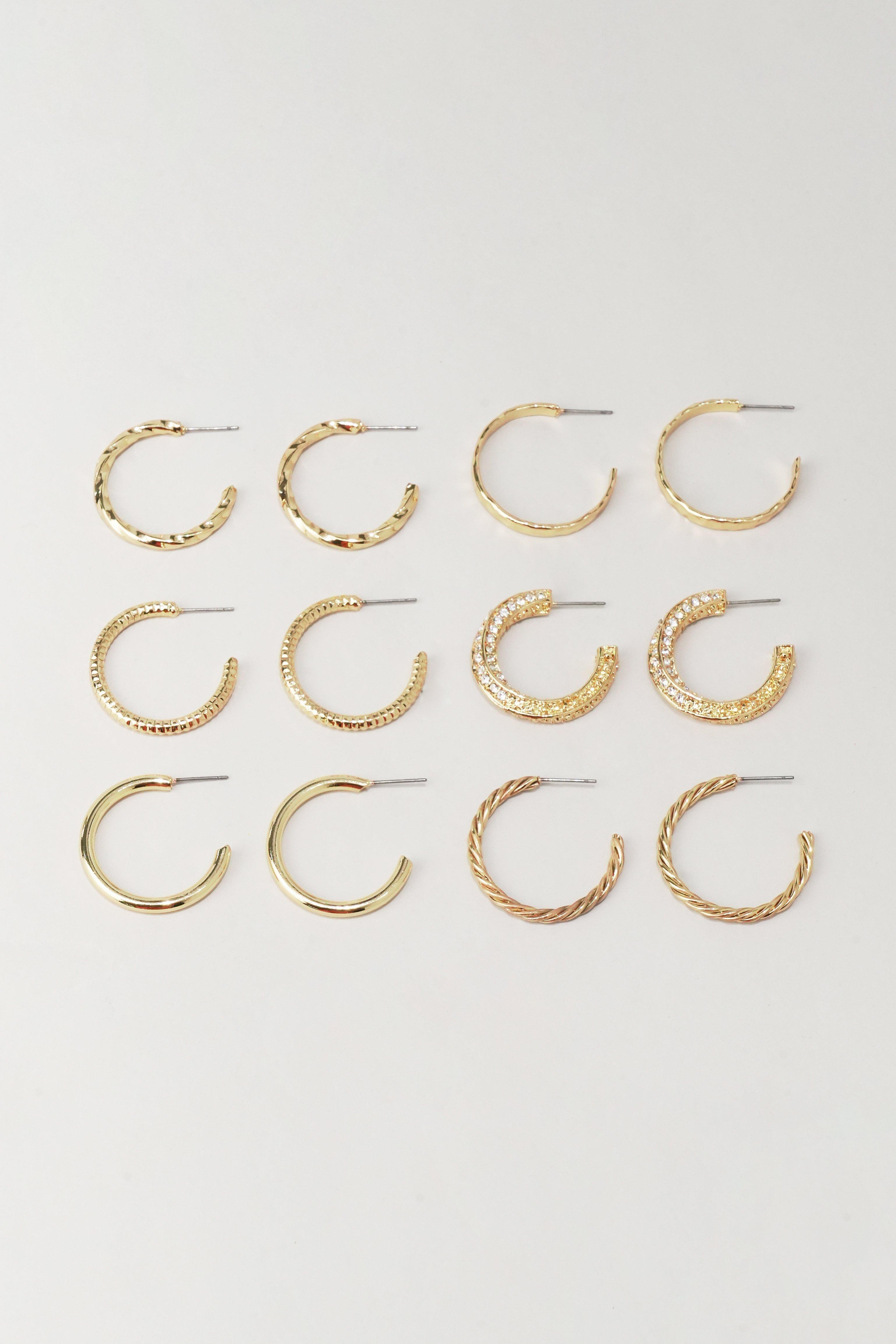 6 Pack Hoop Earrings
