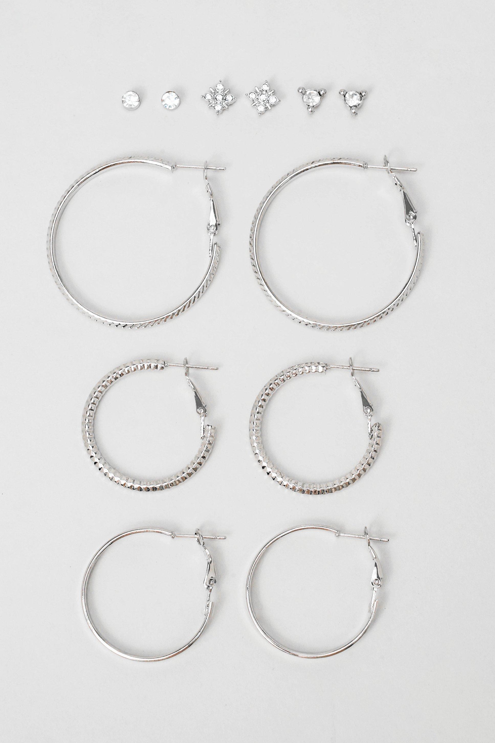 6 Pack Hoop And Stud Earrings