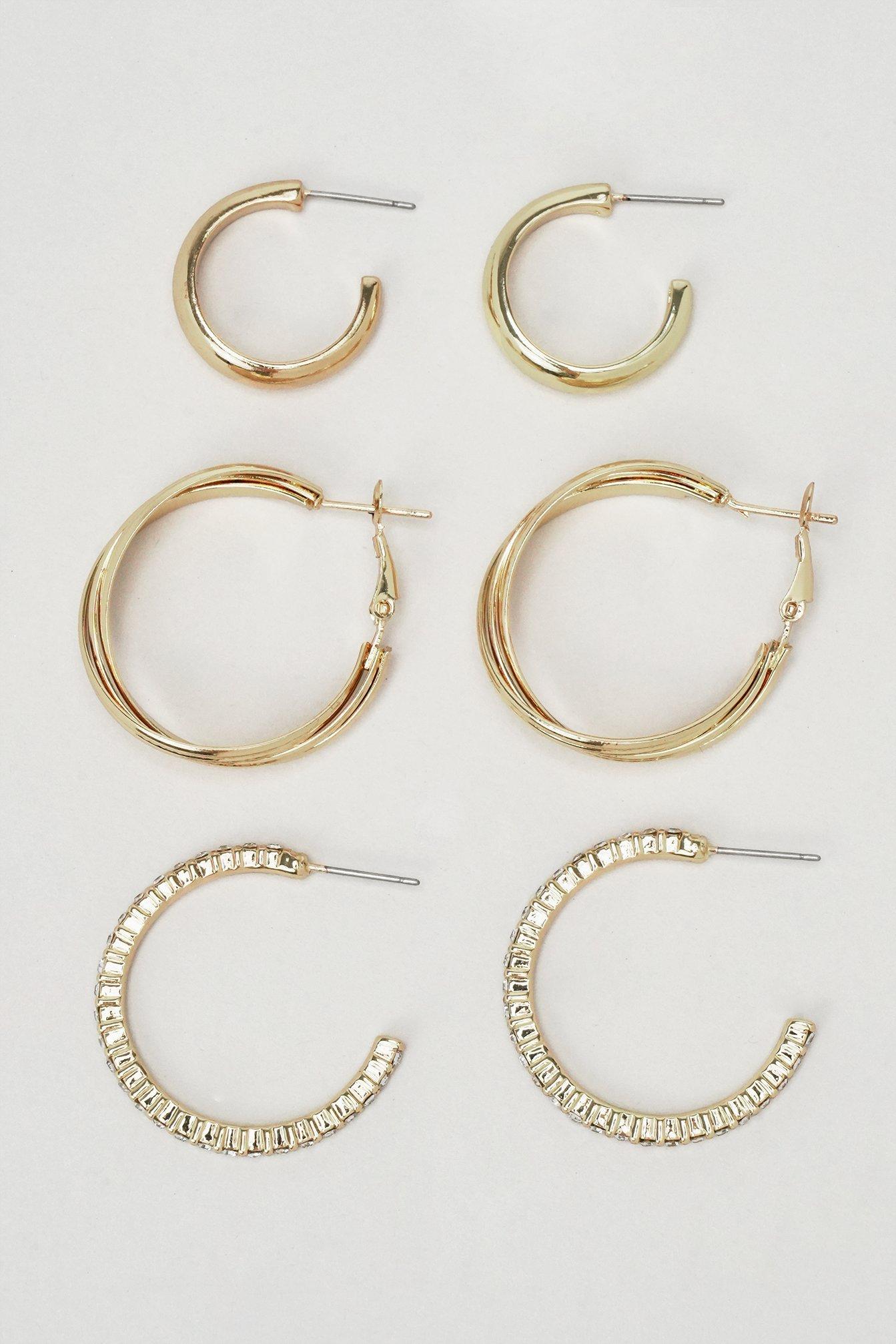 3 Pack Hoop Earrings