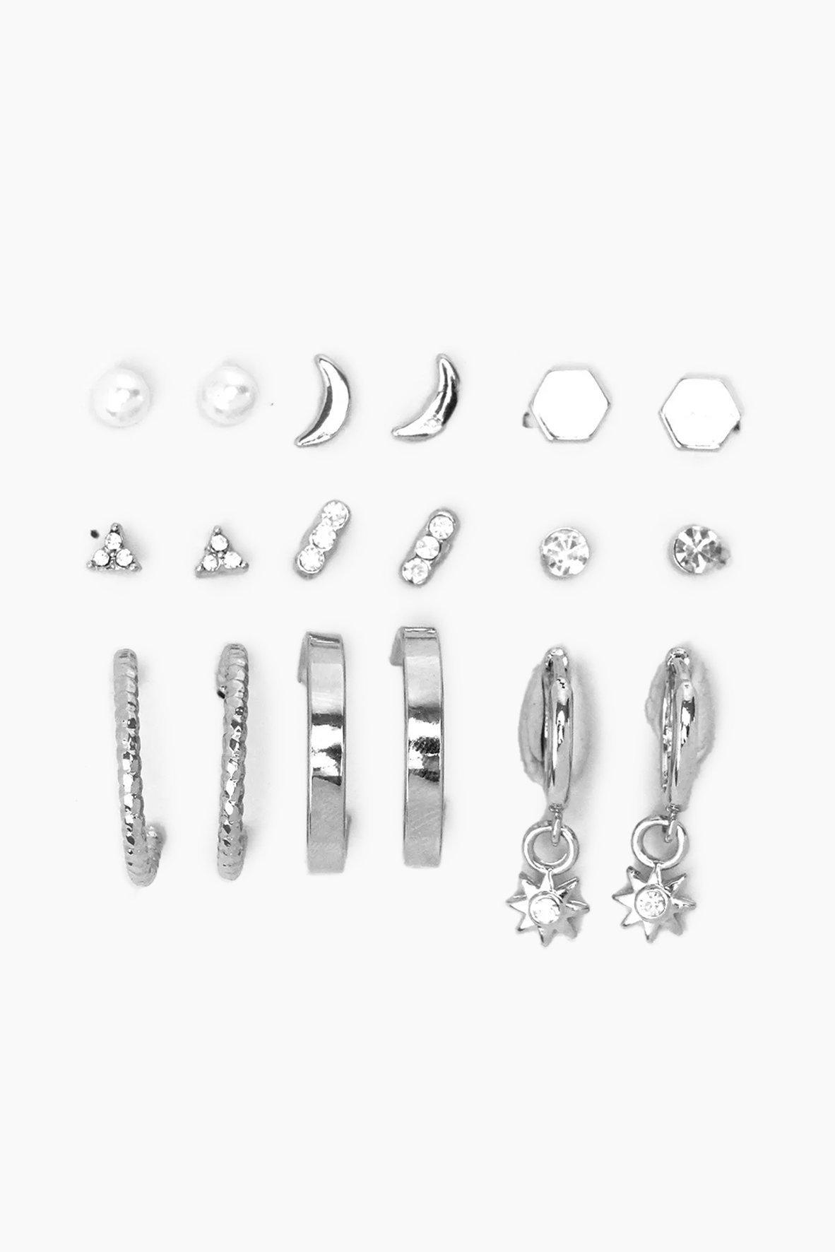 9 Pack Hoop And Stud Earrings