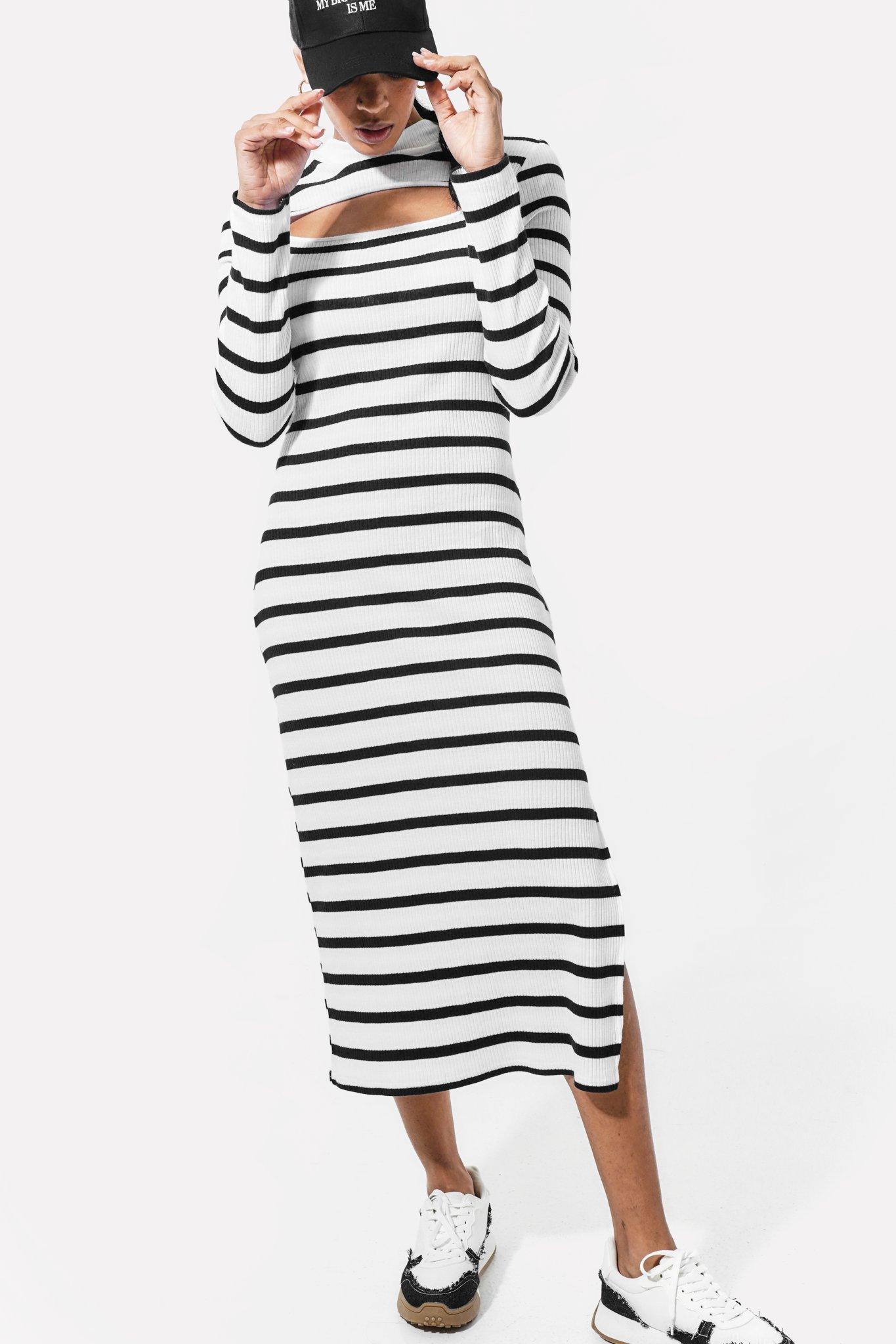Stripe Cut Out Bodycon Dress