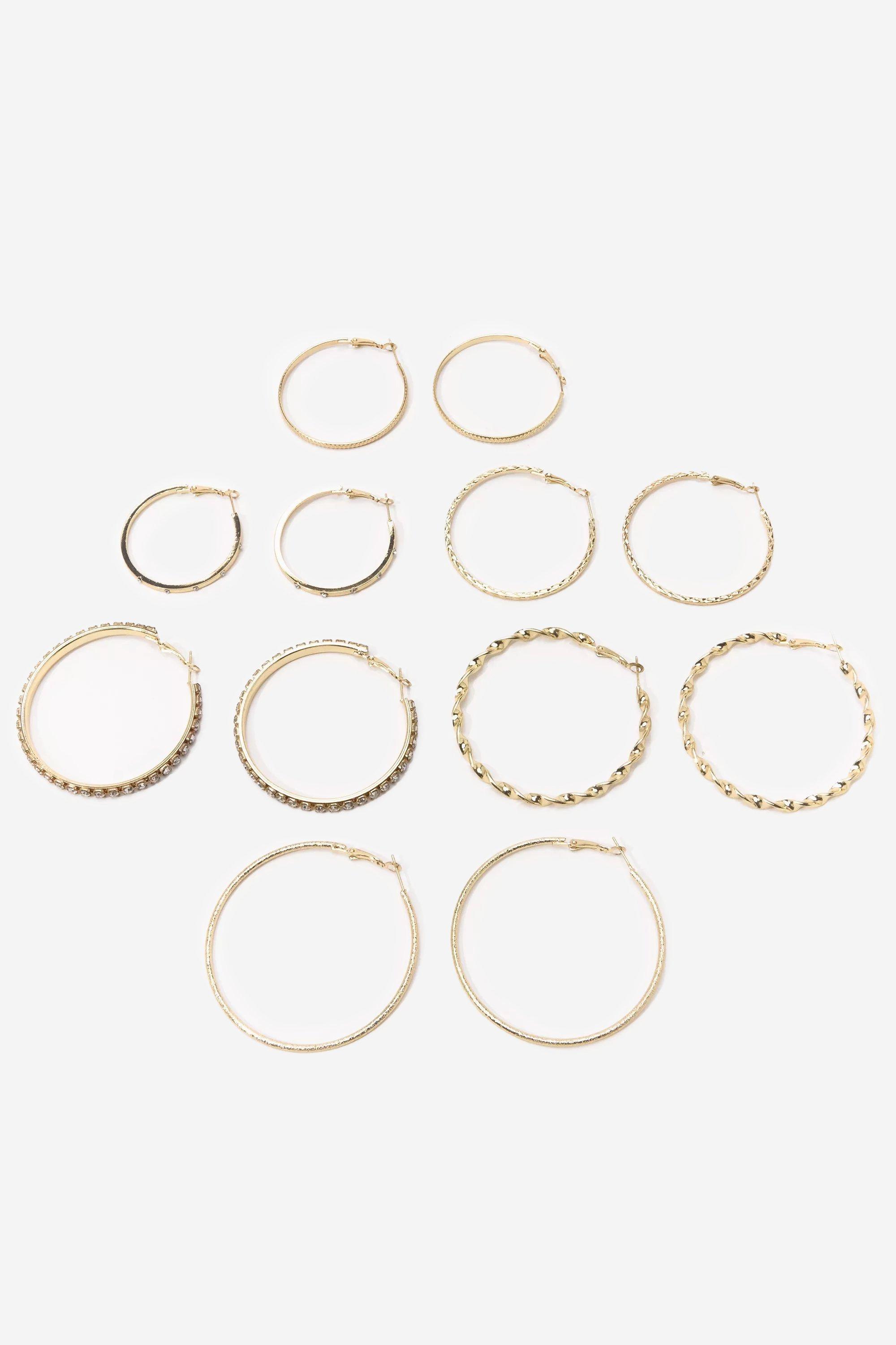 6 Pack Hoop Earrings