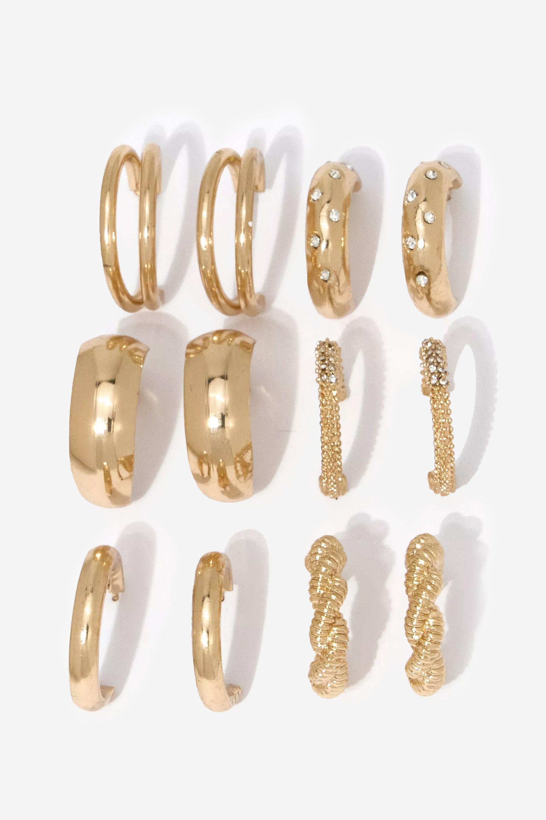 6 Pack Hoop Earrings