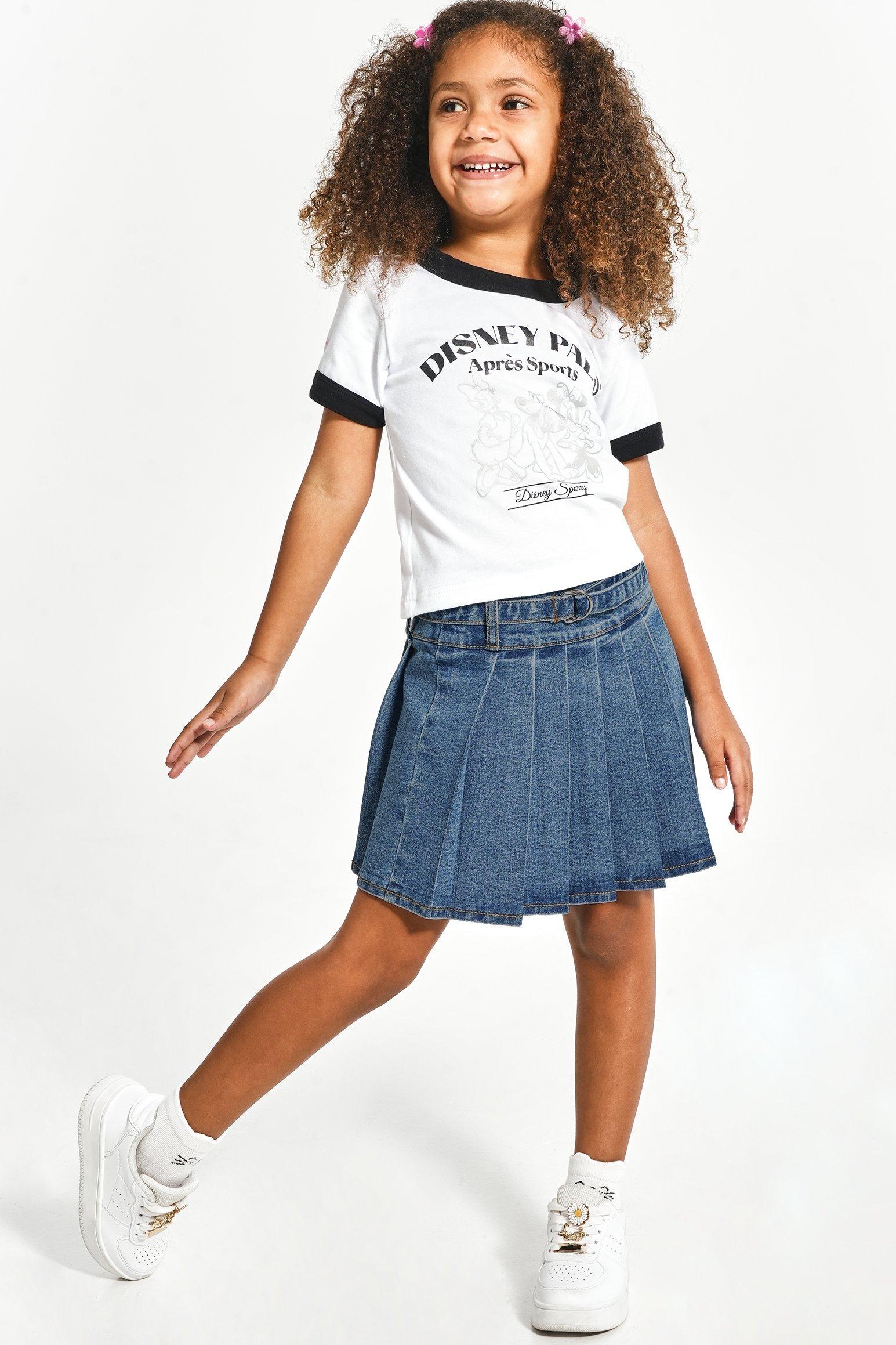 Denim Pleated Skirt