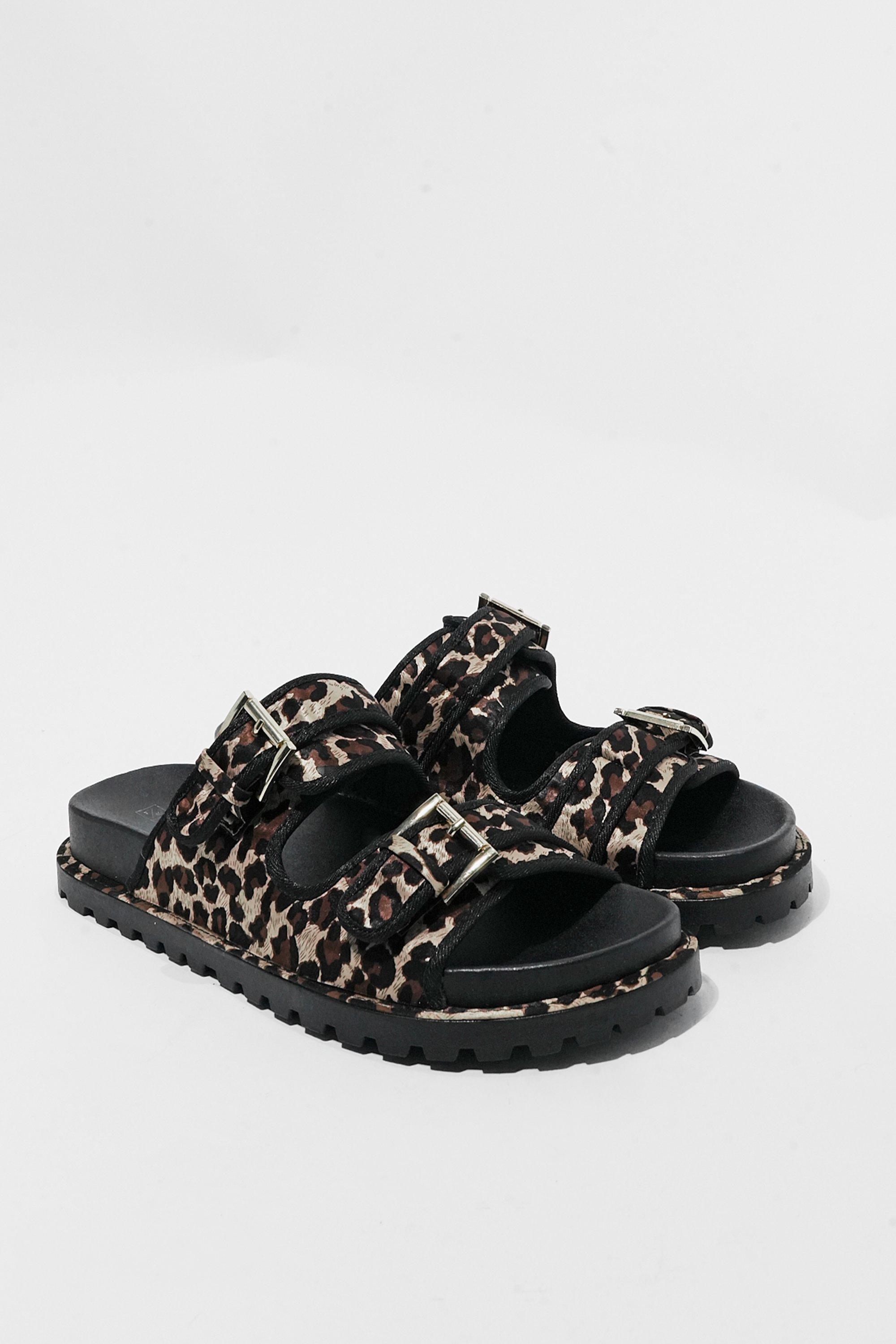 Leopard Print Double Buckle Slider