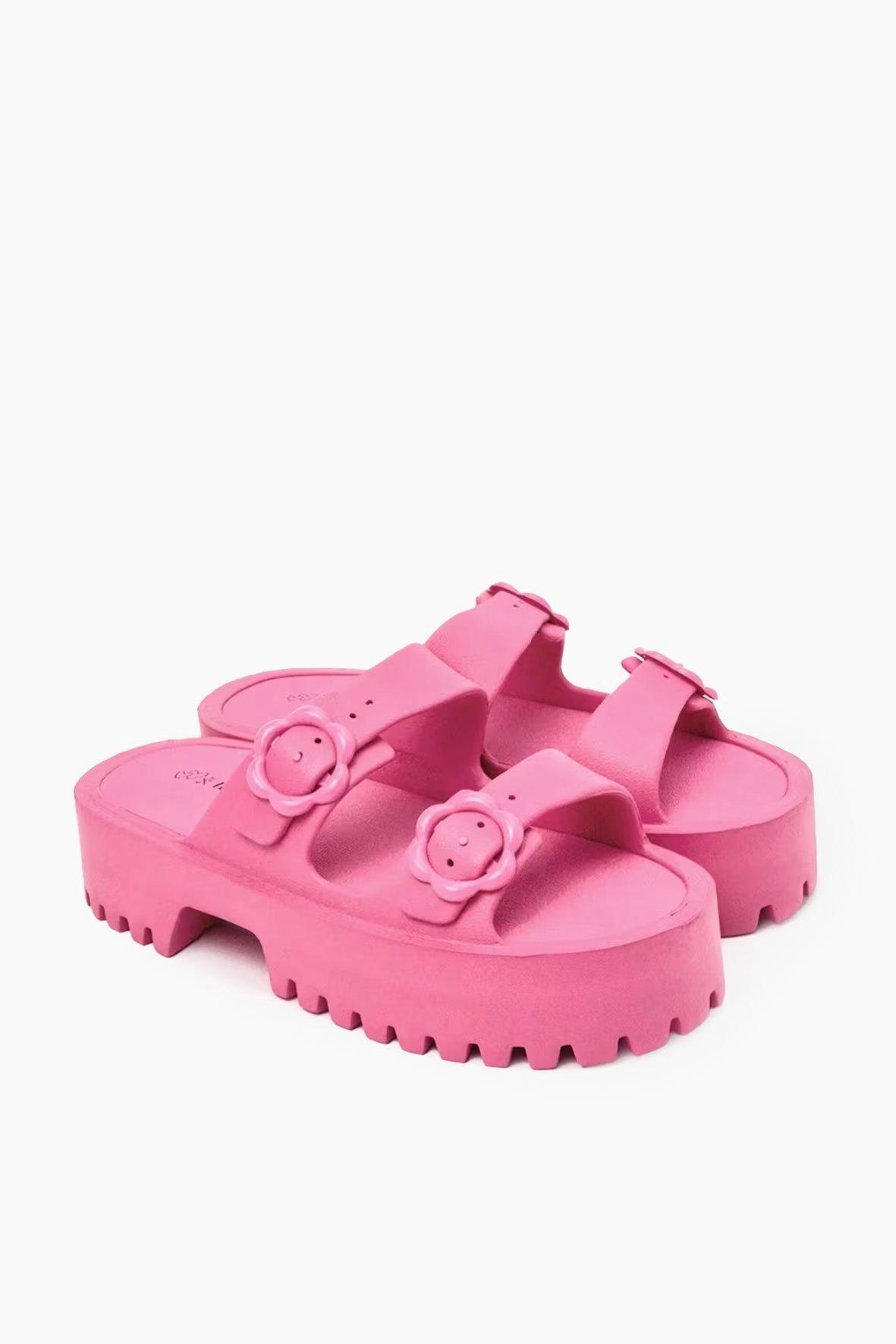 Double Buckle Platform Slider