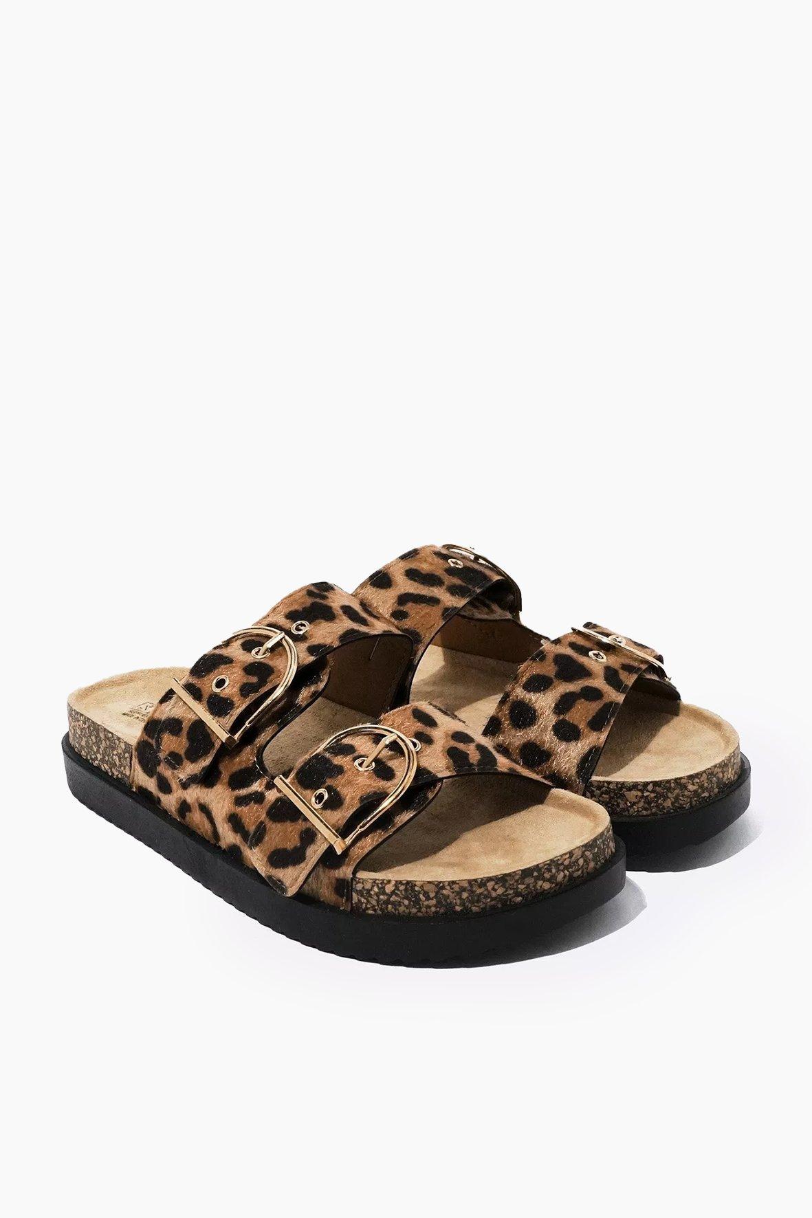 Leopard Print Double Buckle Slider